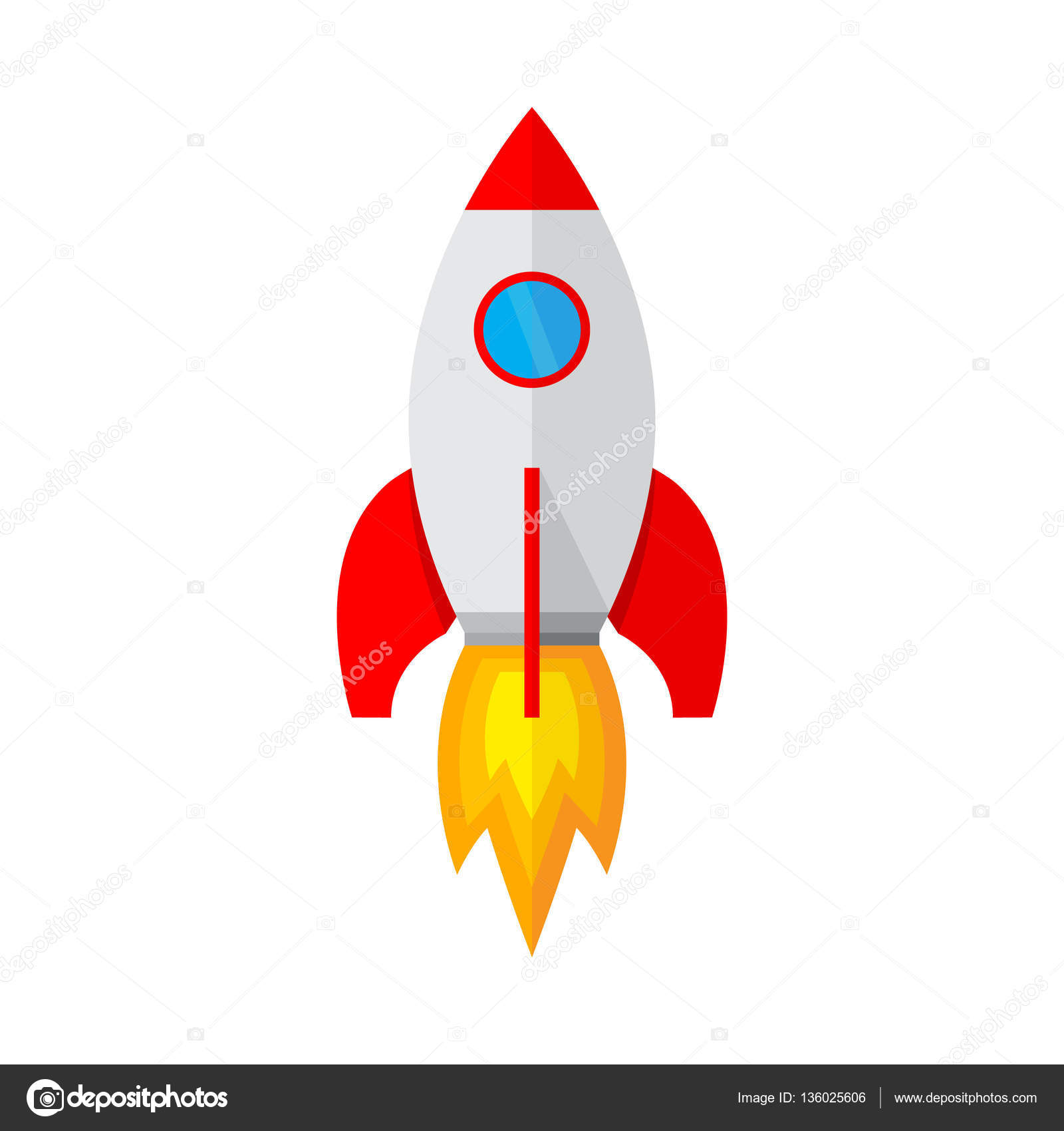Spaceship icon in flat design. Vector illustration. Stock Vector by ...
