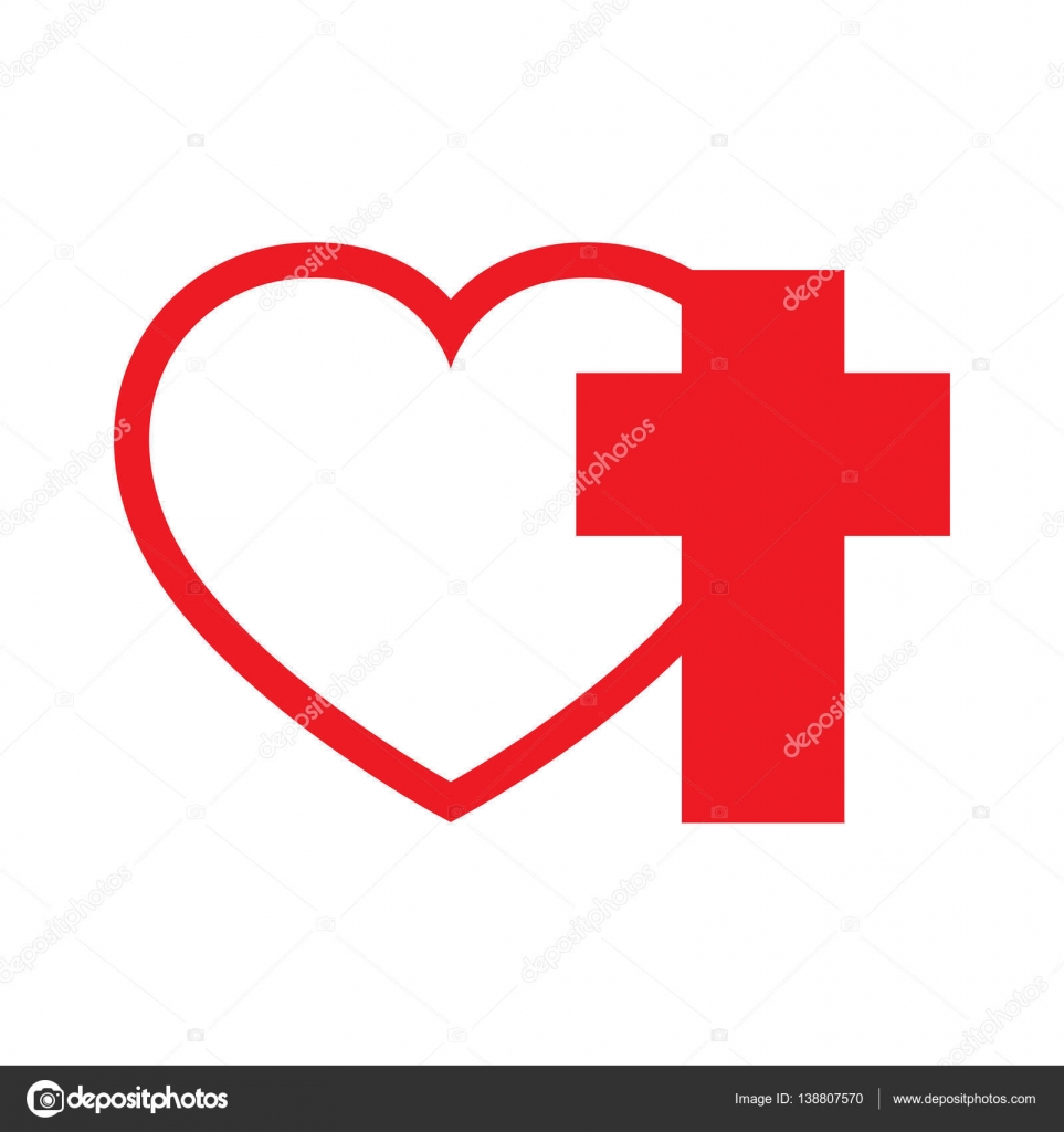 Corazón y la cruz cristiana. Ilustración de vector — Vector de stock ...