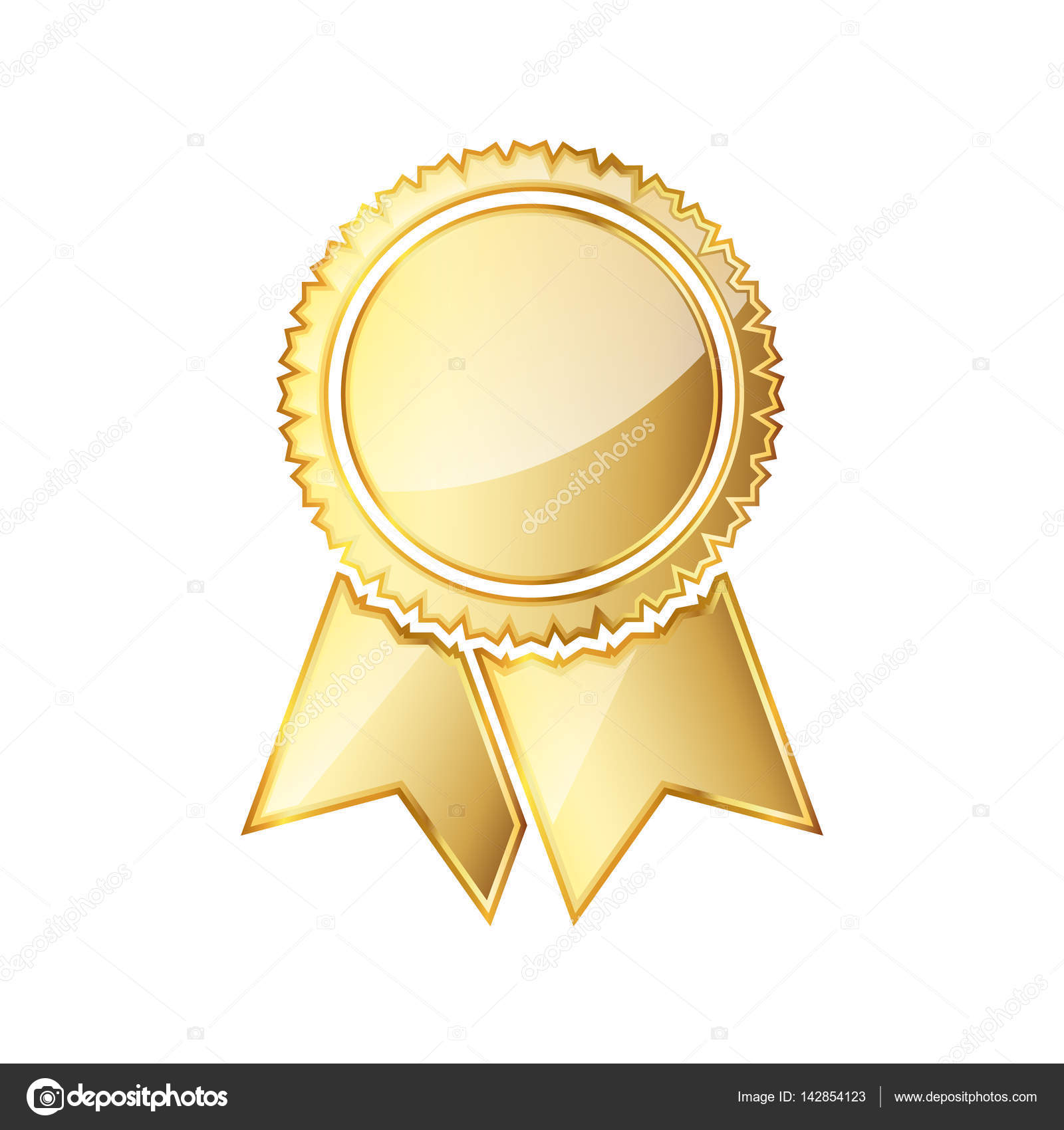 Golden medal icon with ribbon. Vector illustration. Stock Vector Image ...