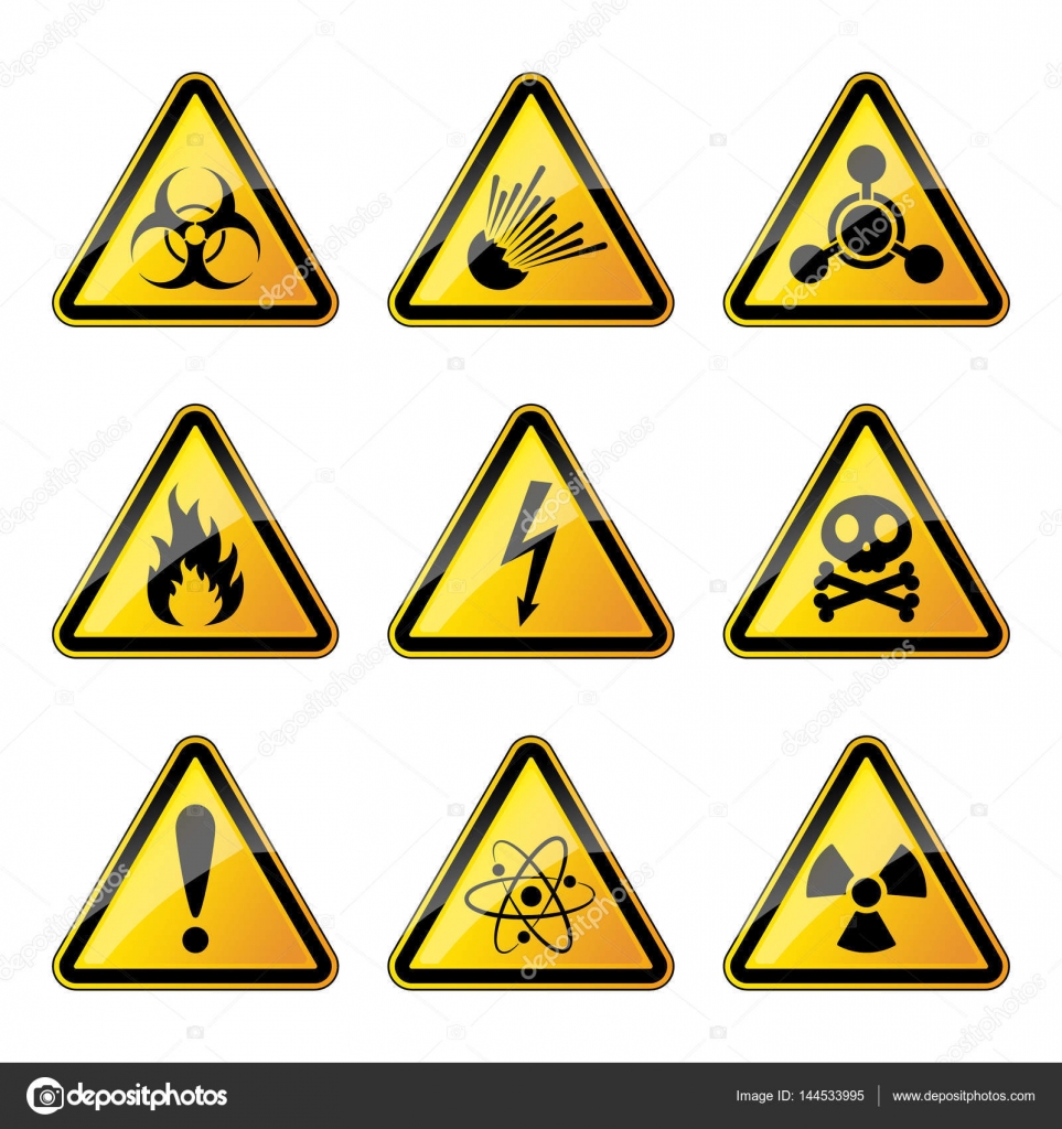 Set of warning danger signs. Vector illustration. Stock Vector by ...
