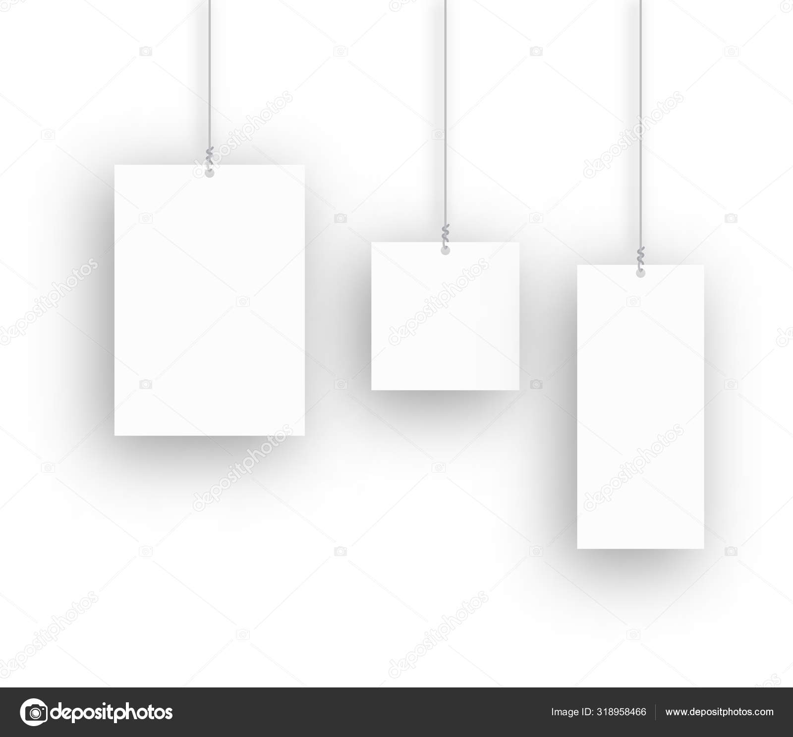 Set of blank hanging posters. Vector illustration. Stock Vector by ...