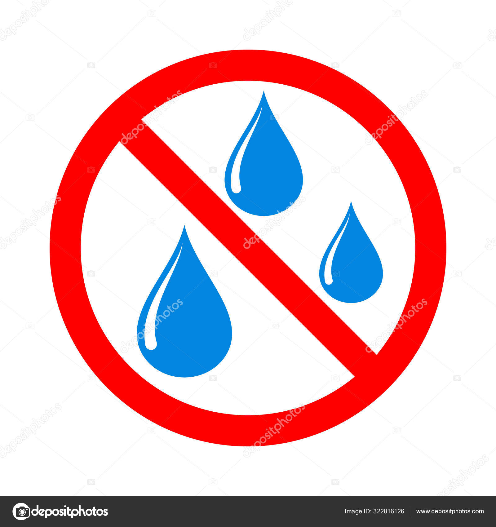 No water sign. Water drop forbidden sign. Stock Vector Image by ...