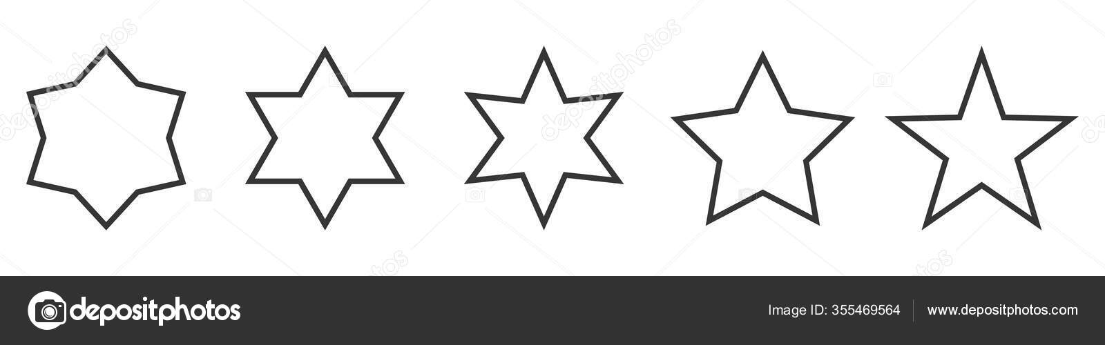 Set Star Outline Icons Vector Stars Linear Star Icons Isolated Stock ...