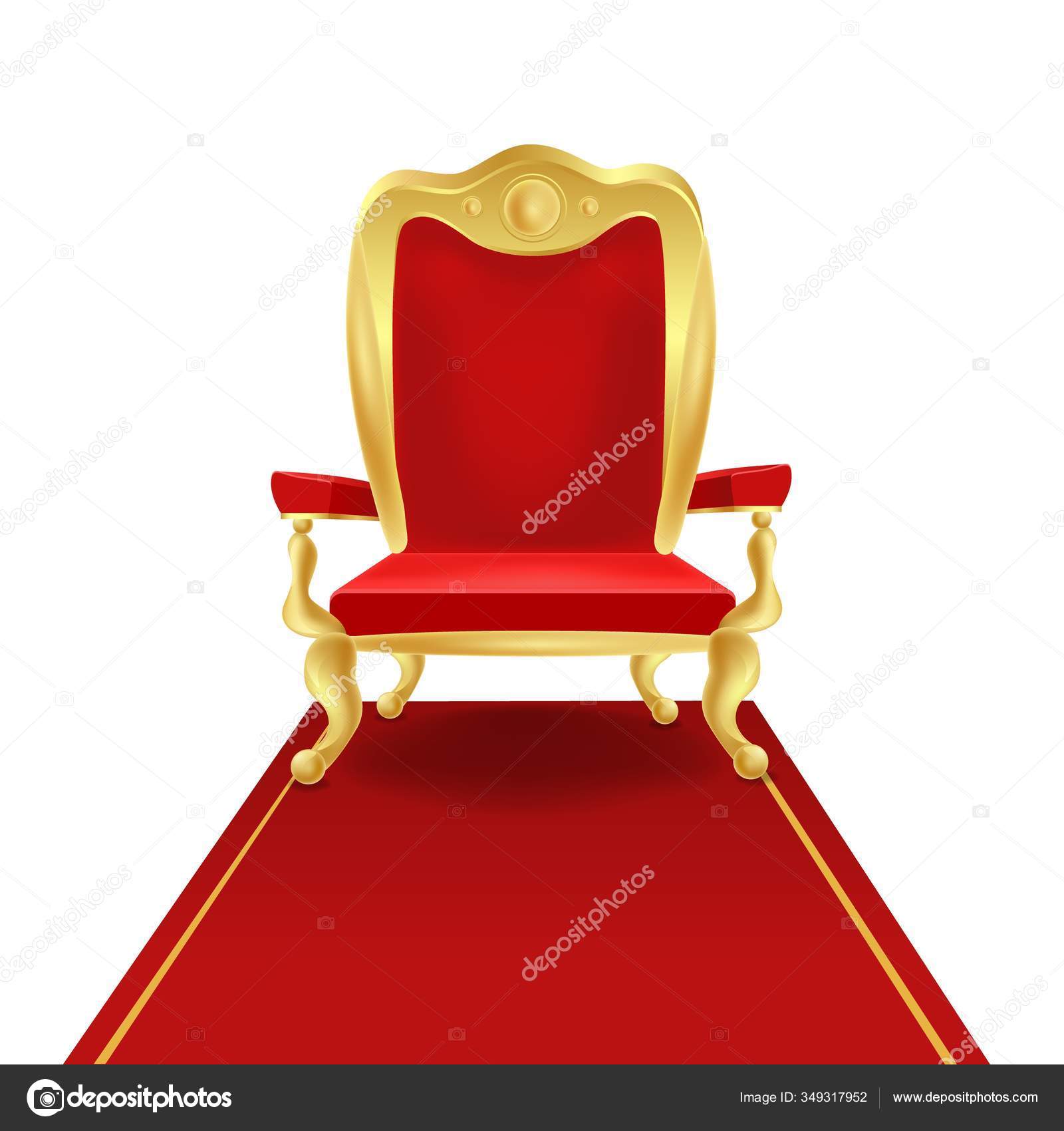 Luxury golden king throne chair with red royal carpet vector graphic ...