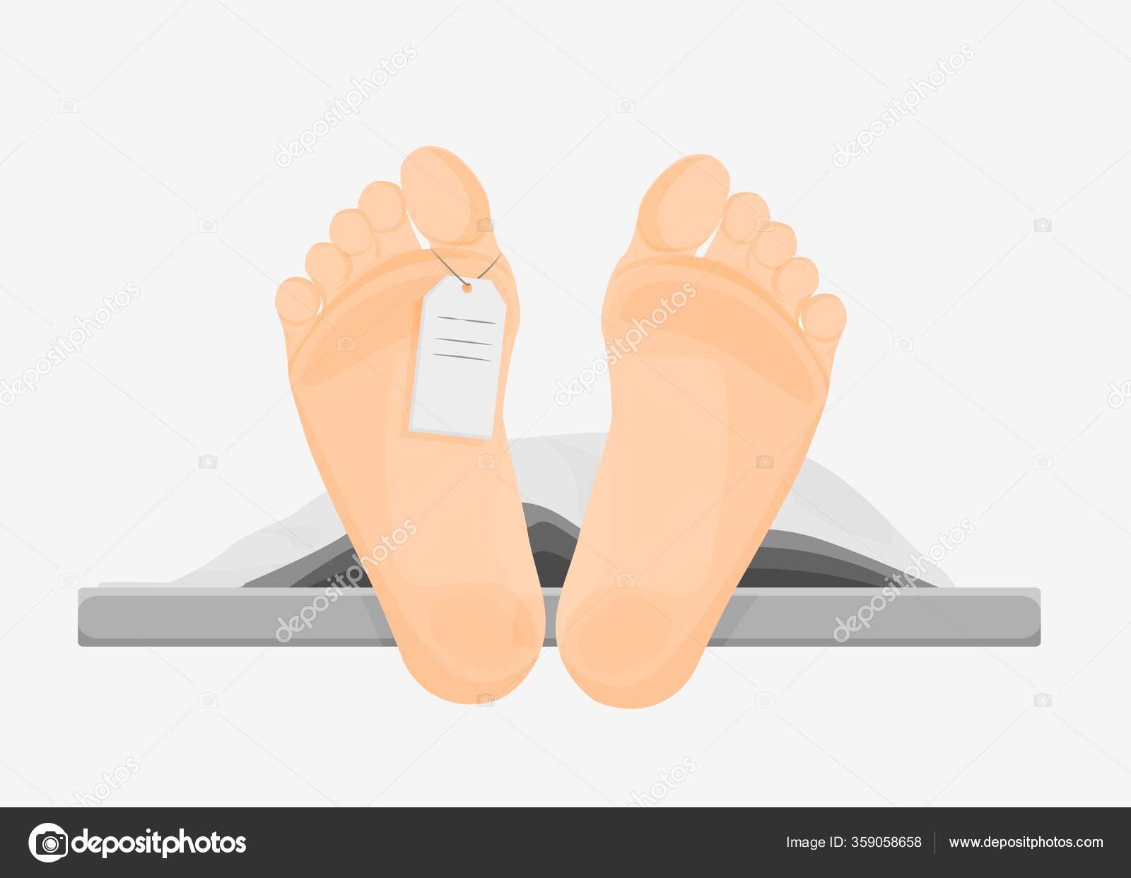 Naked cartoon human feet with tag cover sheet vector graphic ...