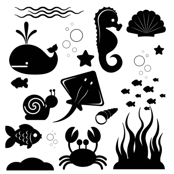 100,000 Ocean animals black and white Vector Images | Depositphotos