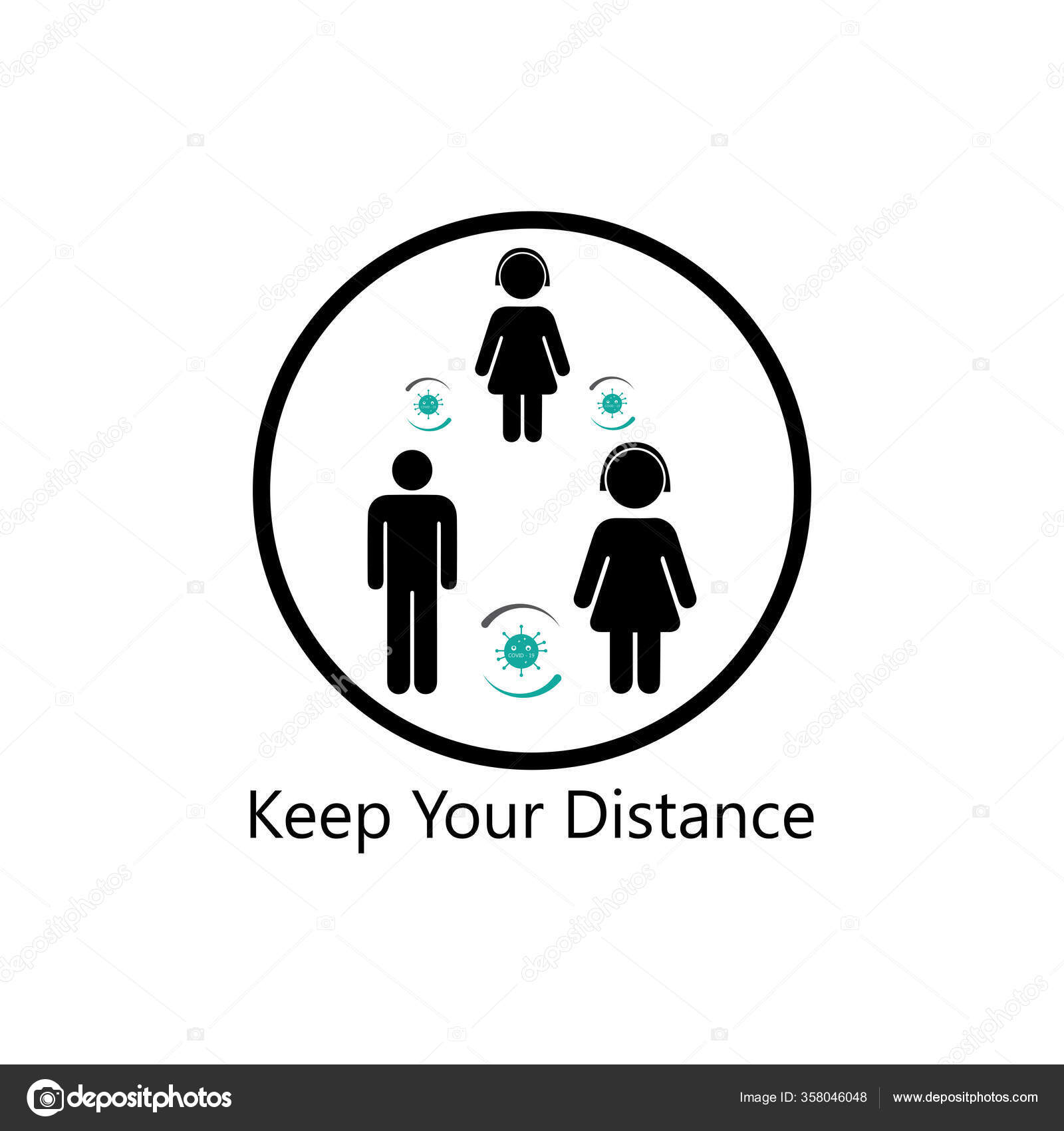 Social Distancing Icon Self Quarantine Vector Illustration Stock Vector ...