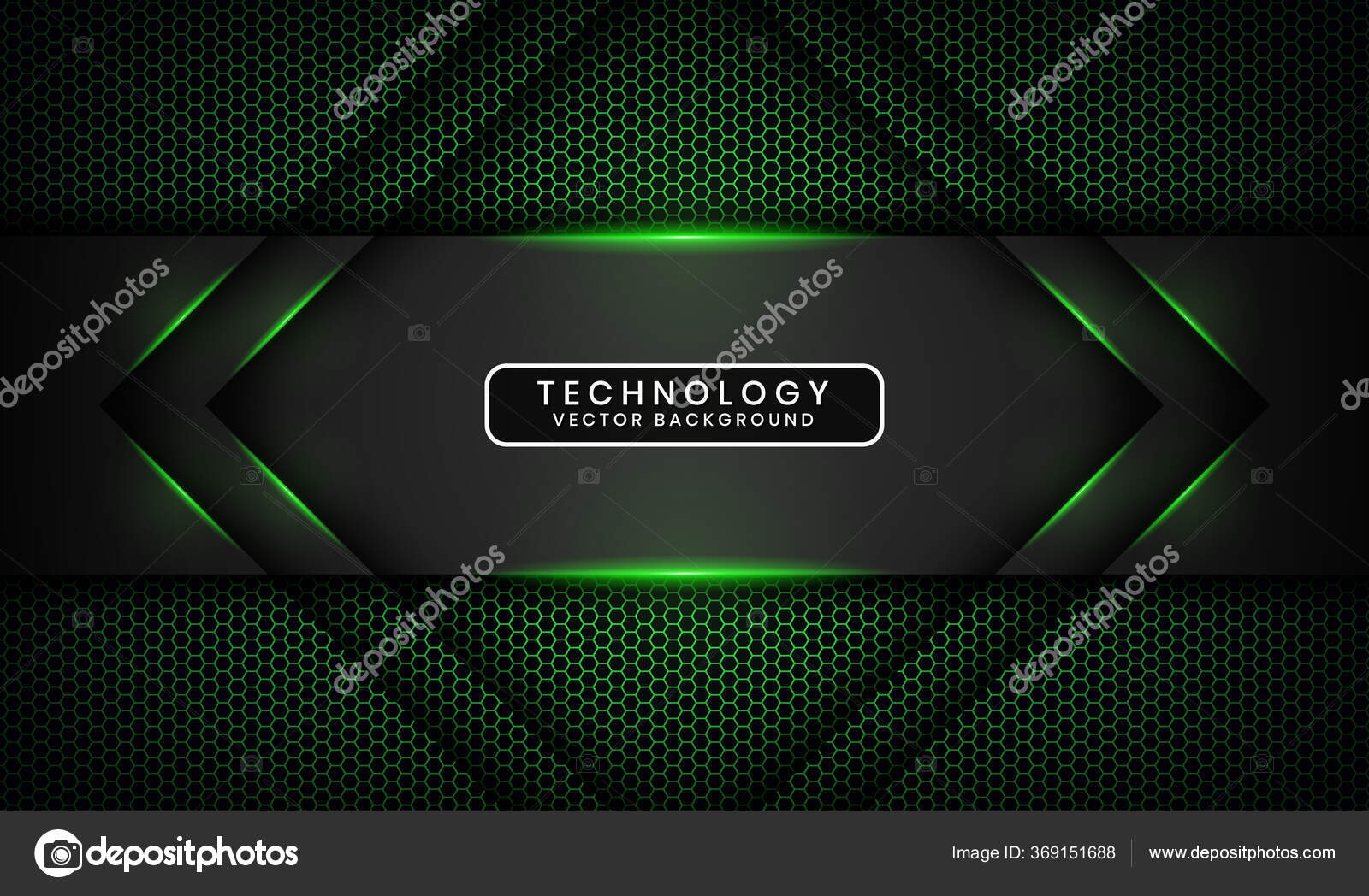 Abstract Black Rhomb Techno Background Overlap Layers Dark Space Green ...