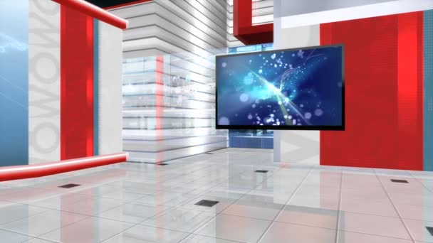 Virtual Red News Studio Set Background — Stock Video ...