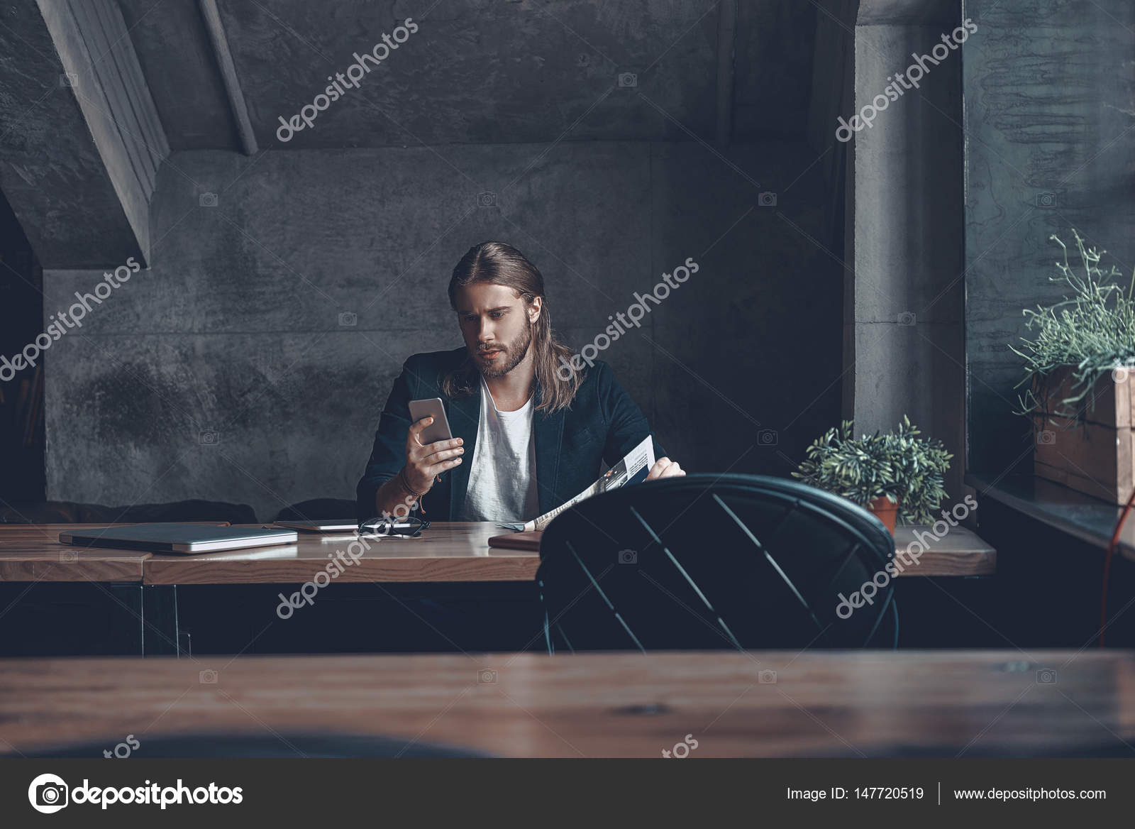 Handsome man sending message — Stock Photo © gstockstudio #147720519 Handsome man sending message — Stock Photo © gstockstudio #147720519