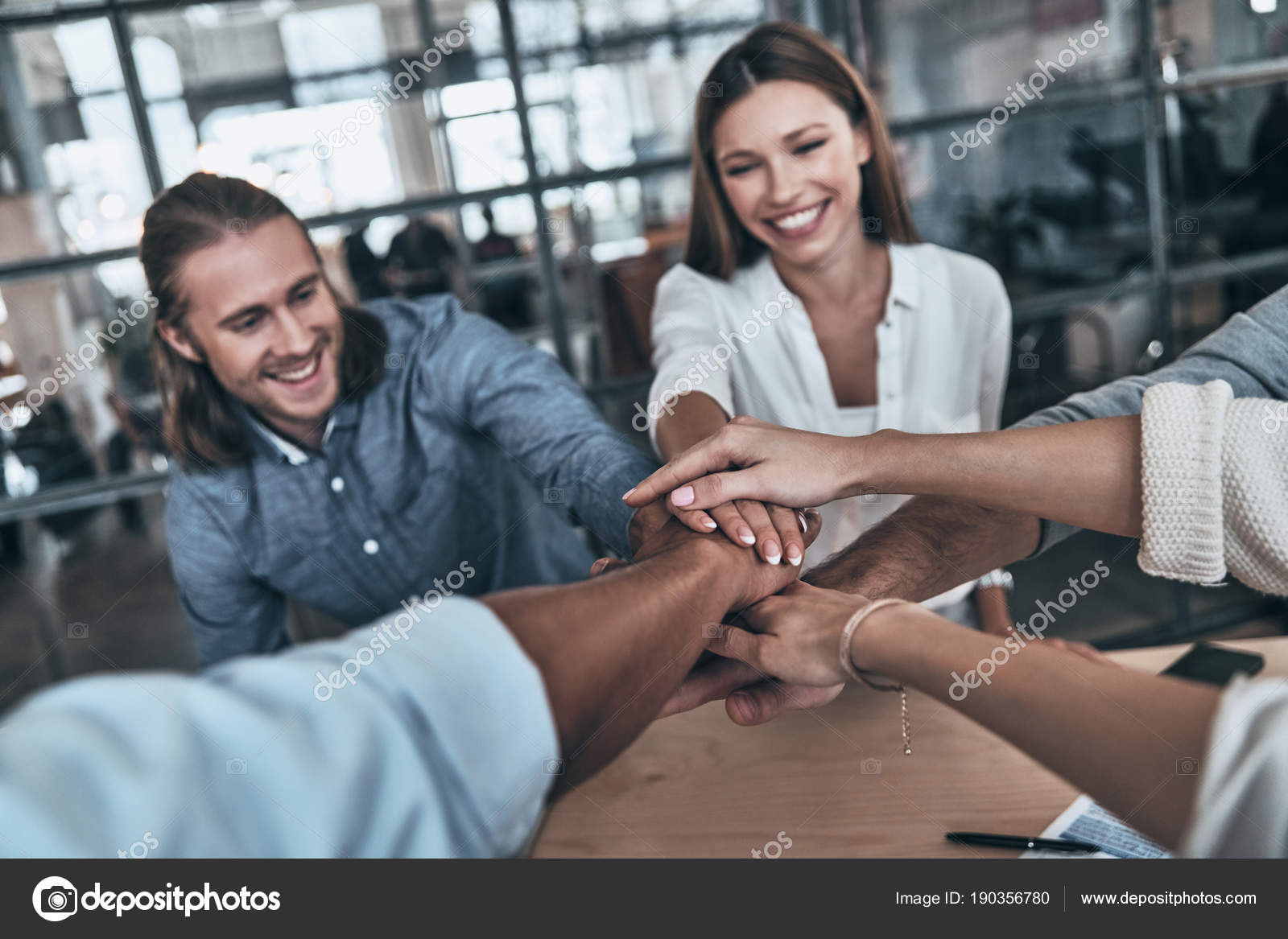 Best Team Top View Business Colleagues Holding Hands Top One Stock ...