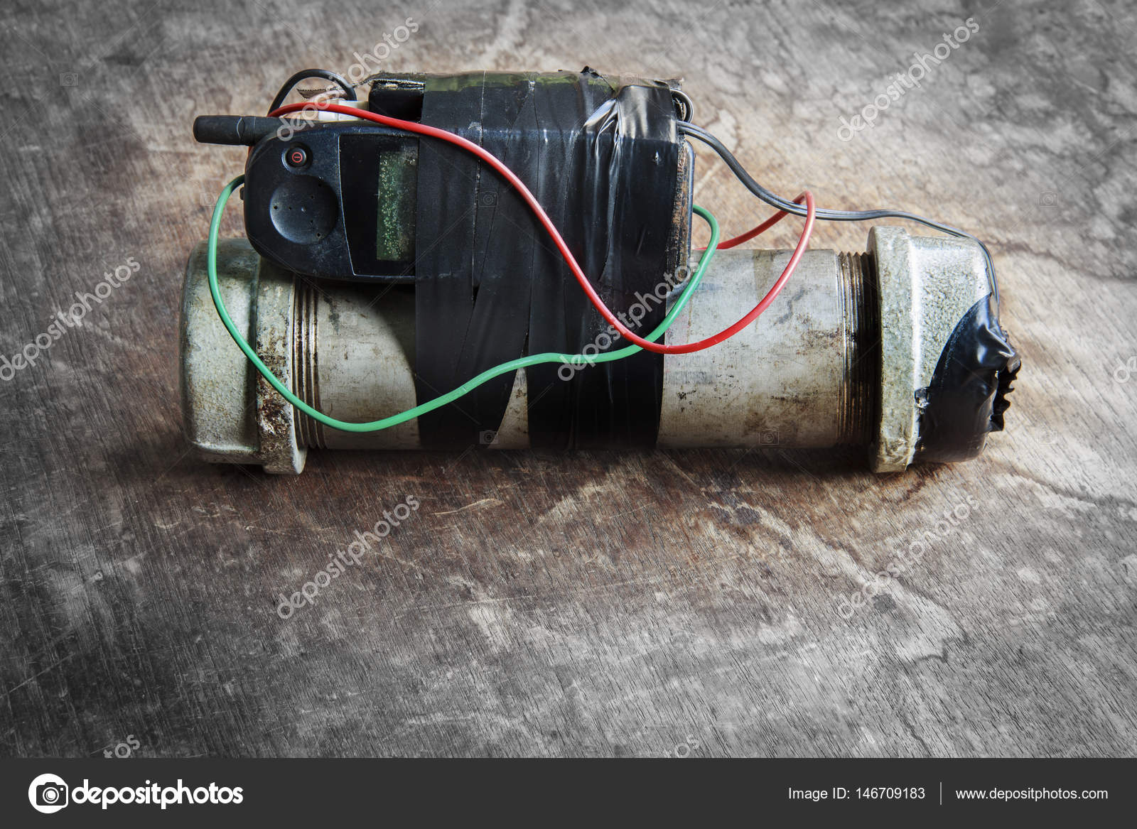 Steel pipe explosive (IED) is ignited by cell phone. — Stock Photo ...