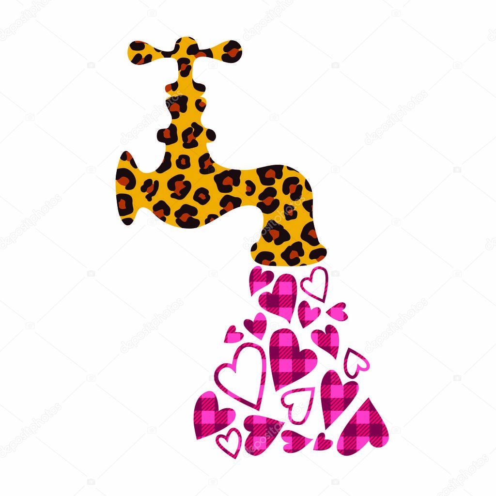Grifo de grifo de agua de leopardo con gotas en forma de corazones ...