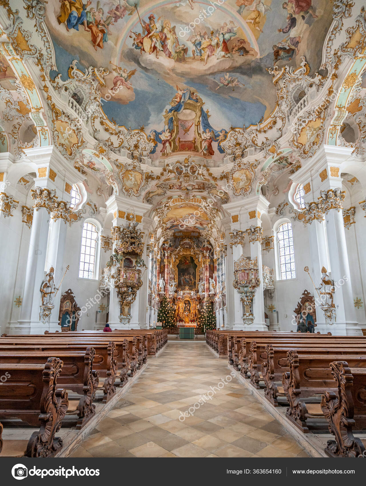 Aisle View Ofr Facade Rococo Style Ornements Fresco Pilgrimage Church ...