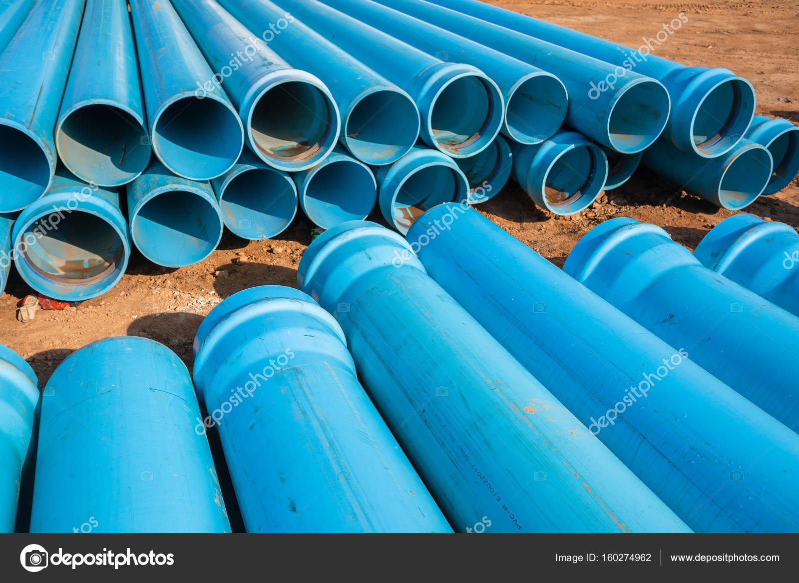 Blue Pipes Construction — Stock Photo © ChrisVanLennepPhoto #160274962