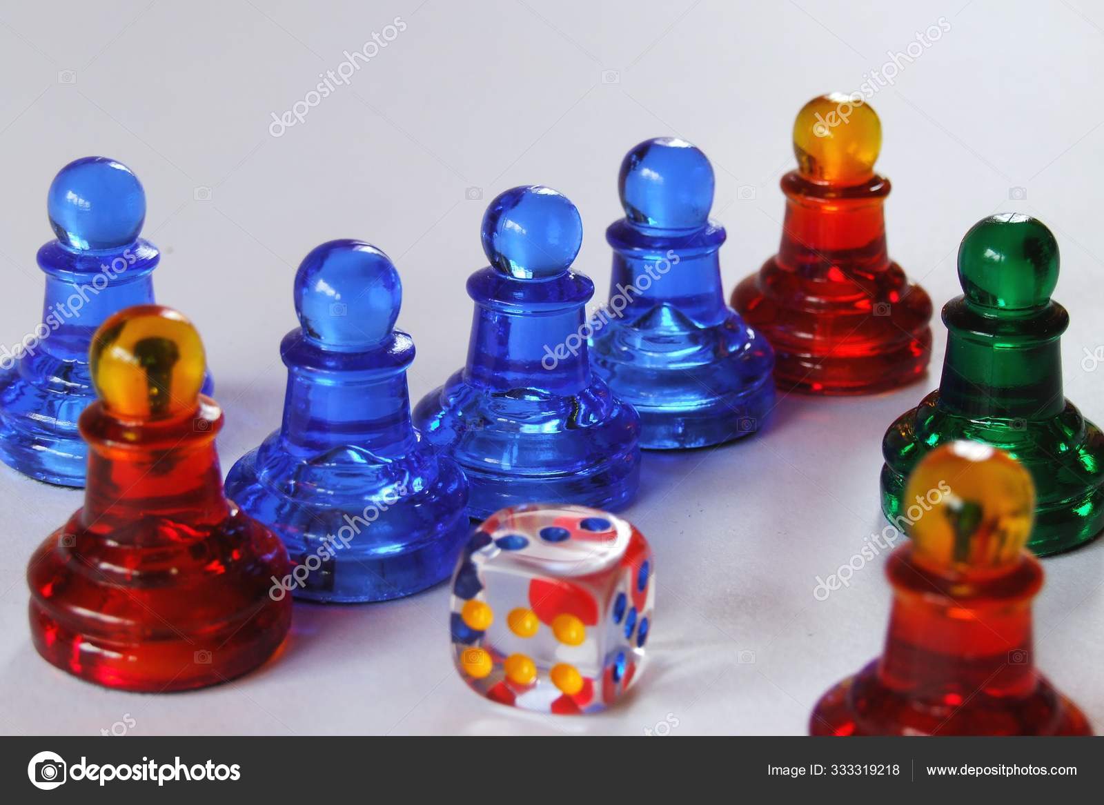 Group Different Colored Chess Pieces White Background — Stock Photo ...
