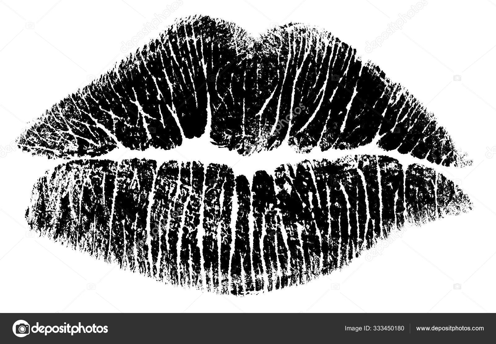 Kiss Lips Bitmap Only Black White Stock Illustration by ...