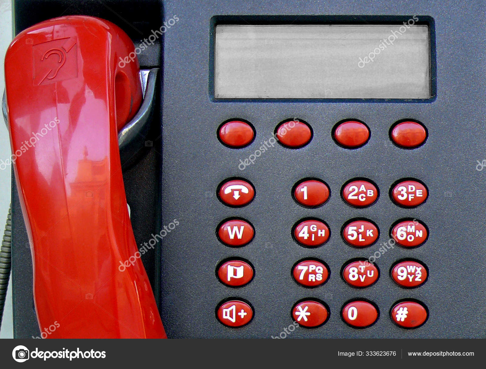 Close Red Telephone Receiver — Stock Photo © PantherMediaSeller #333623676