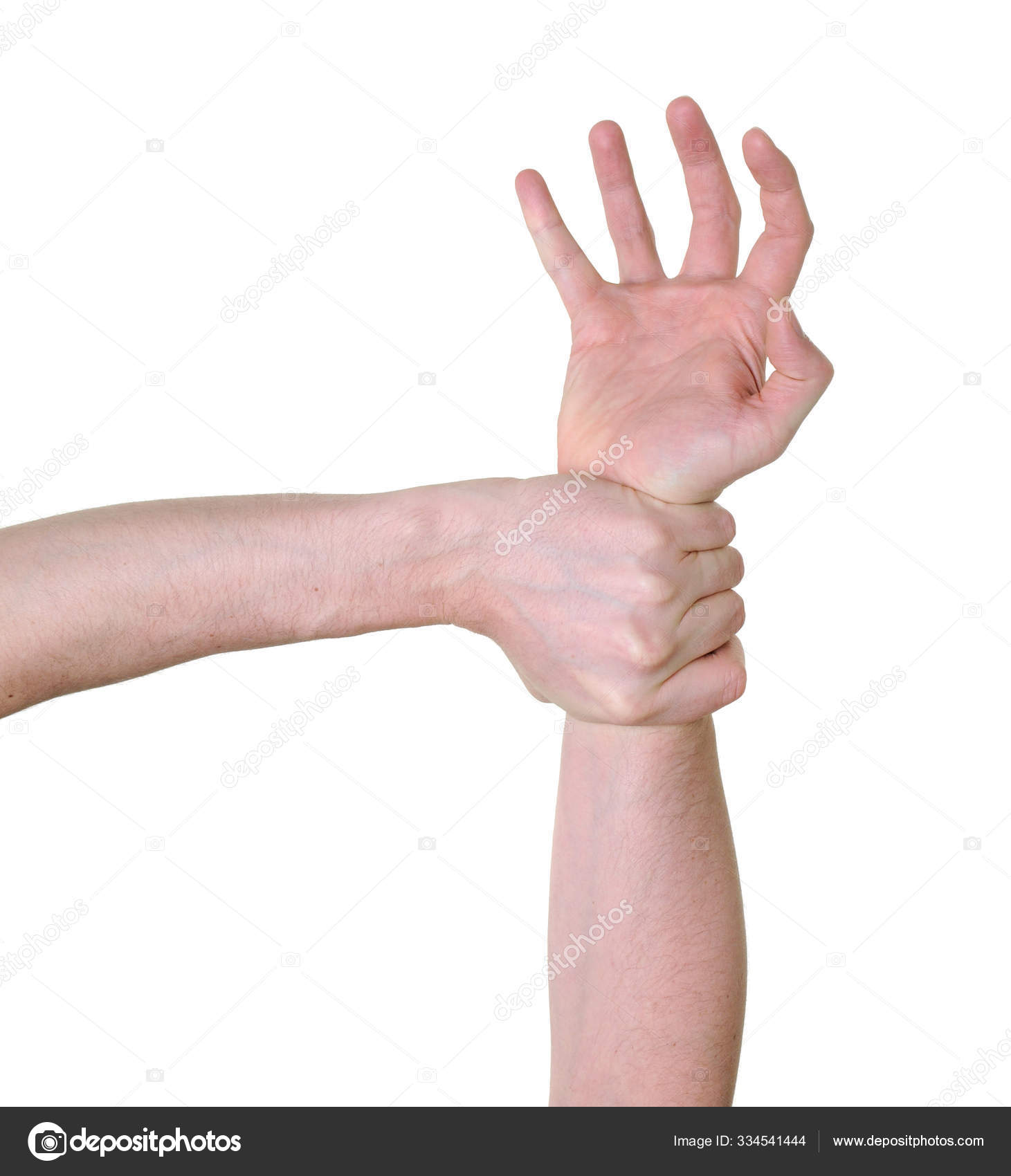 Helping Hand Caught Grabbed Wrist Isolated White Background — Stock ...