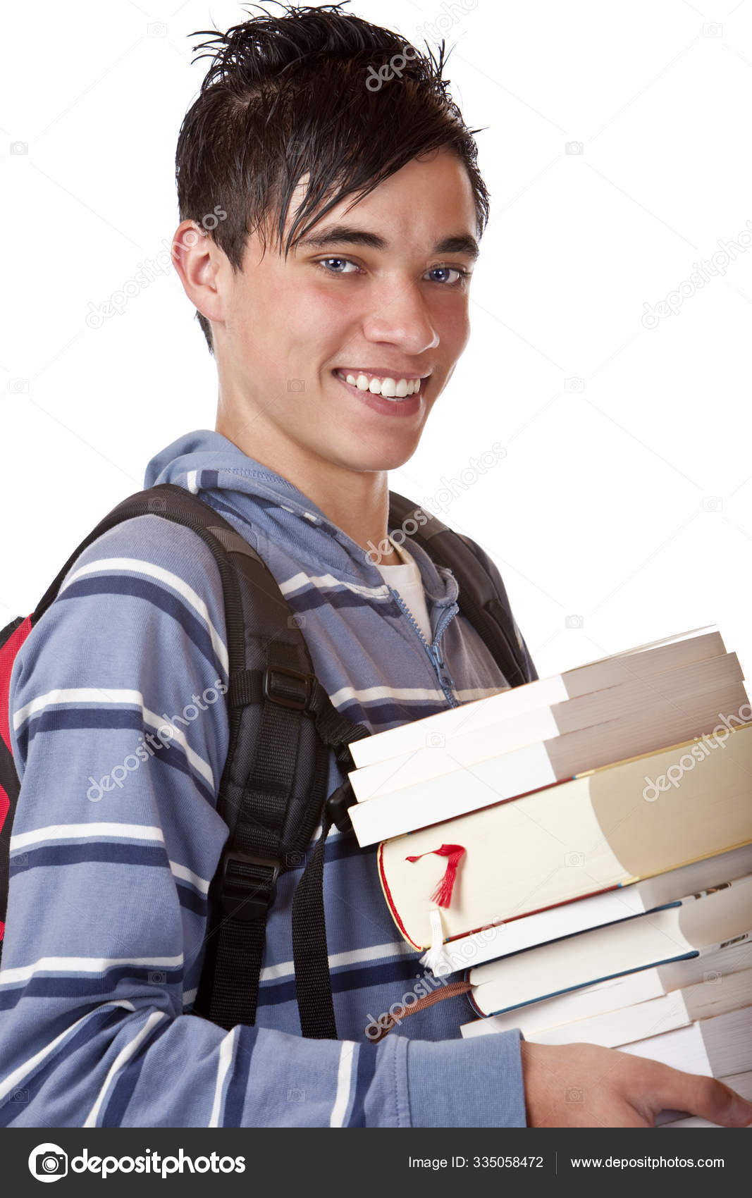 Portrait Young Handsome Student Holding Books — Stock Photo ...
