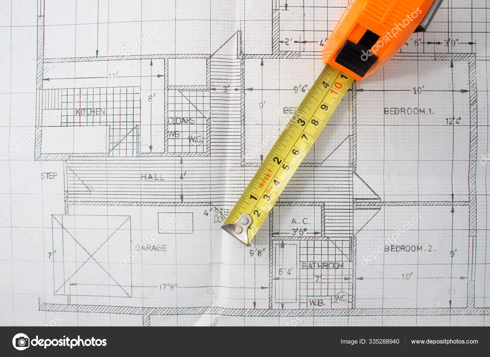 Measuring Tape Top House Plans Stock Photo by ©PantherMediaSeller 335288940
