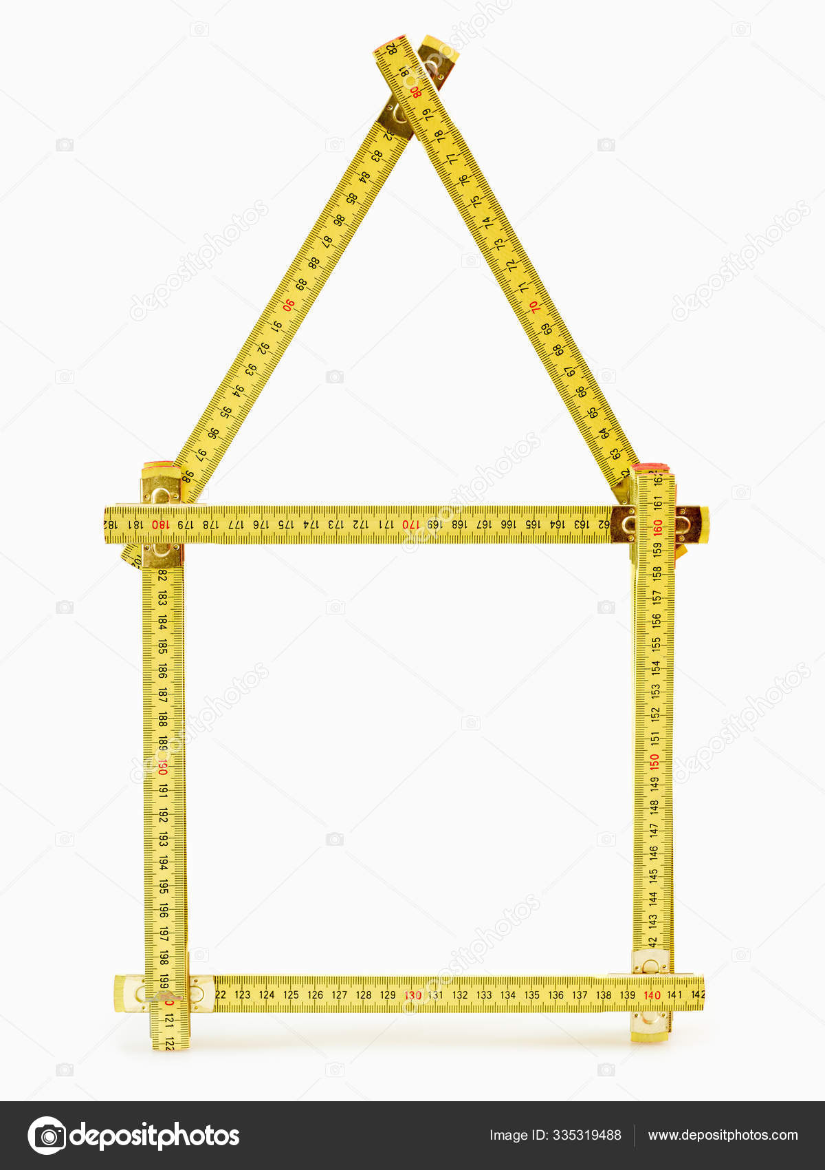 Folding Ruler Whit House Shape White Background Stock Photo by ...