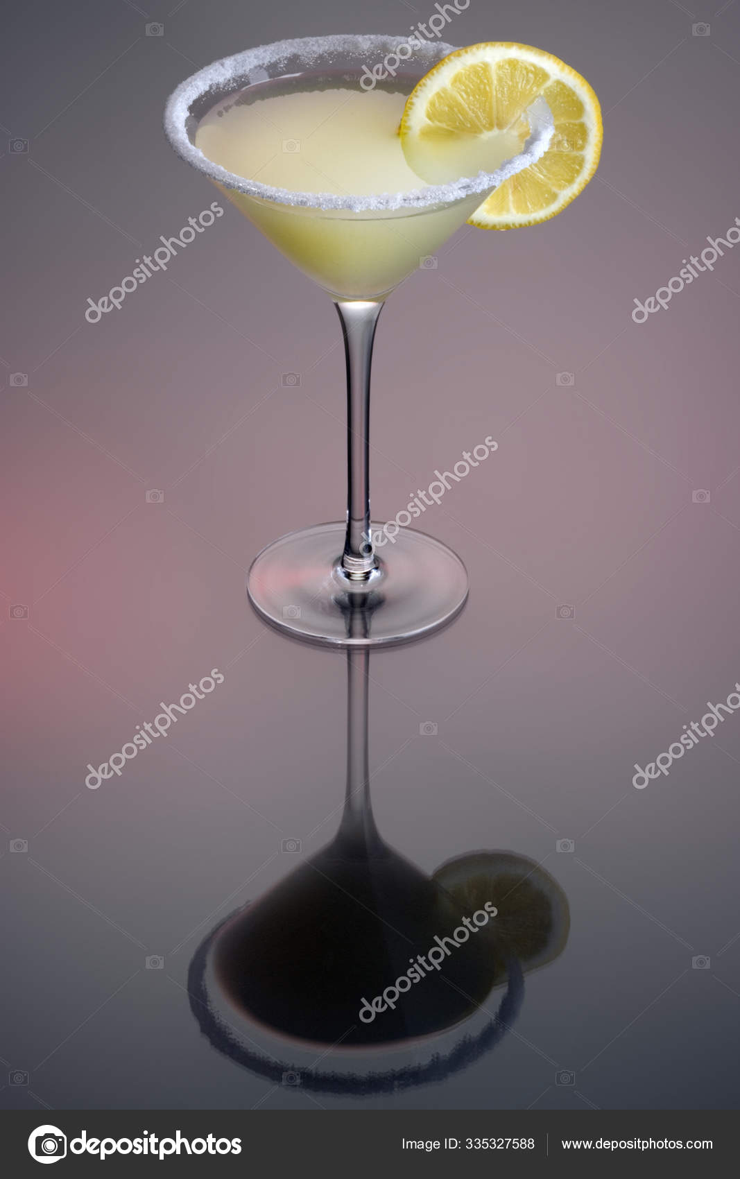 Lemon Drop Mixed Drink Lemonslice Garnish Red Grey Background ...