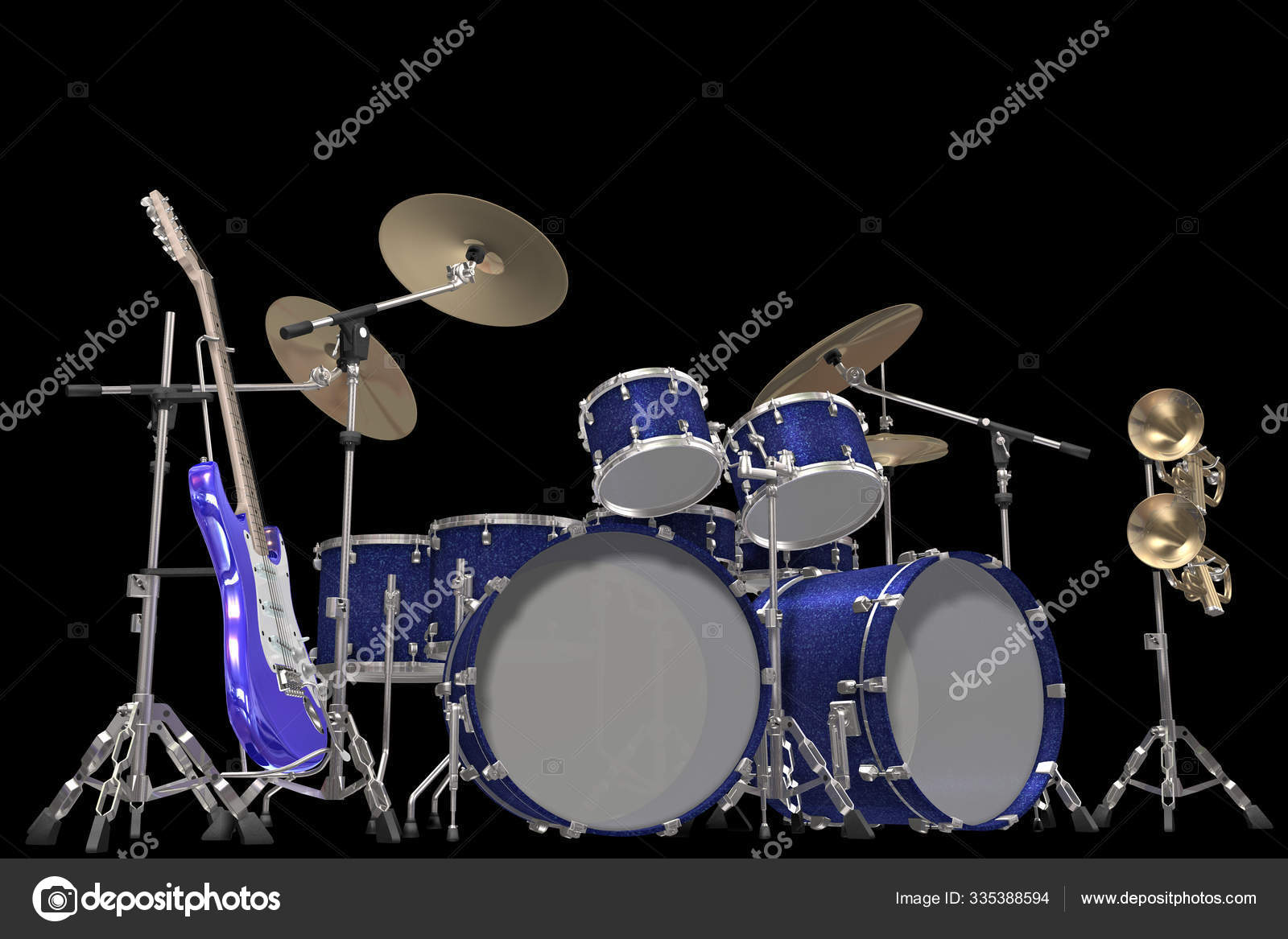 Jazz Scene Drum Kit Guitar Trumpet — Stock Photo © PantherMediaSeller ...