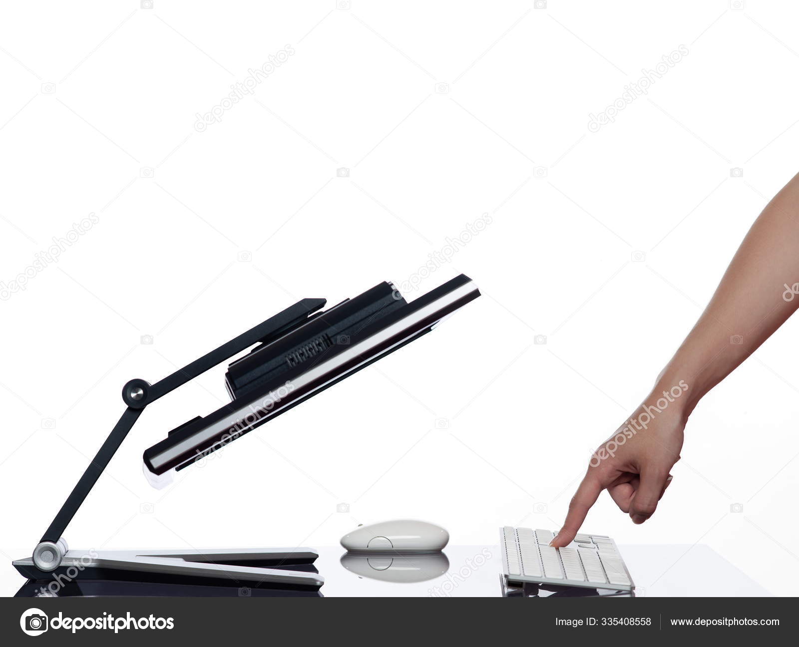Person Hand White Background Computer — Stock Photo ...