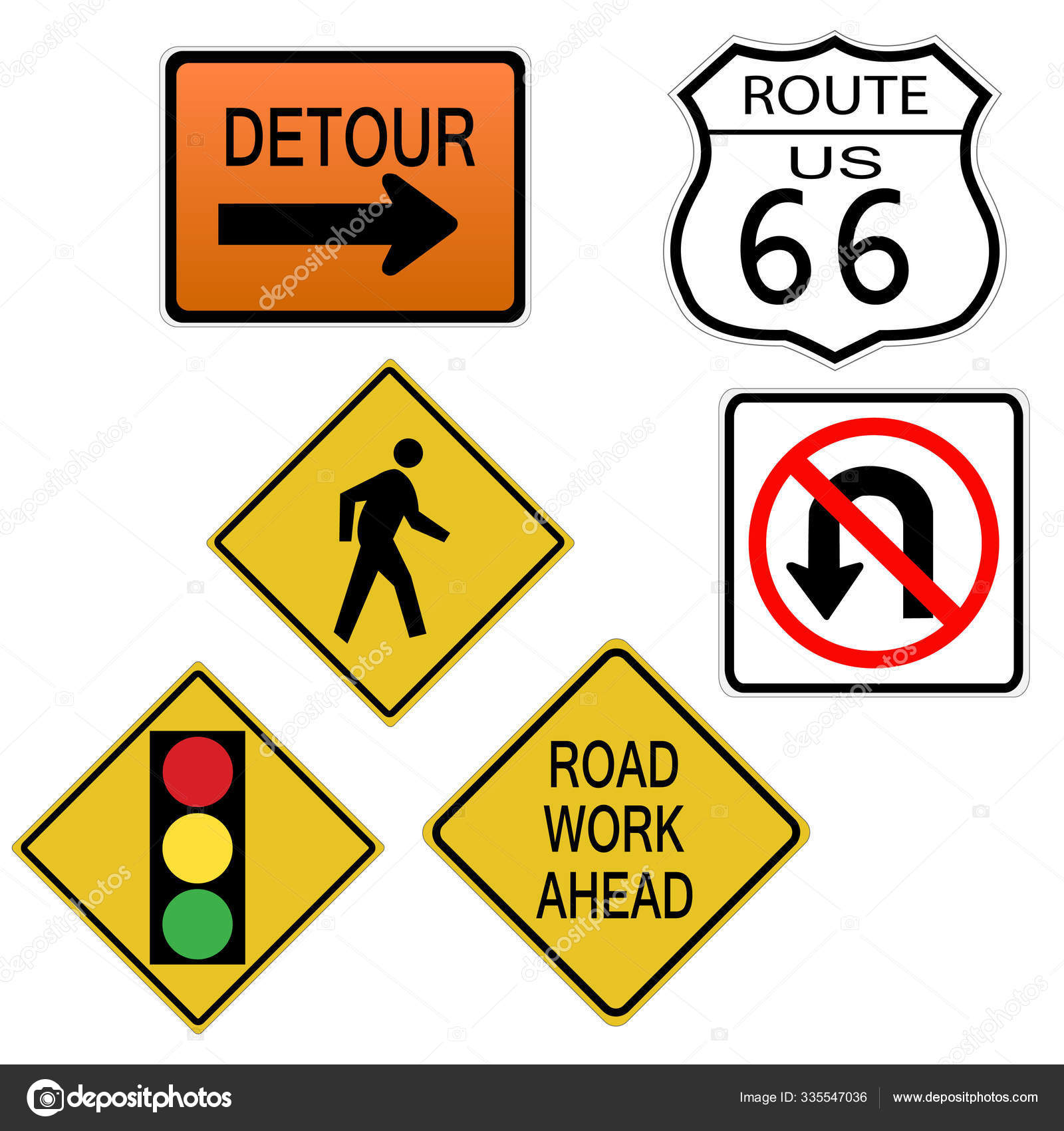 Image Various Road Signs Isolated White Background — Stock Photo ...