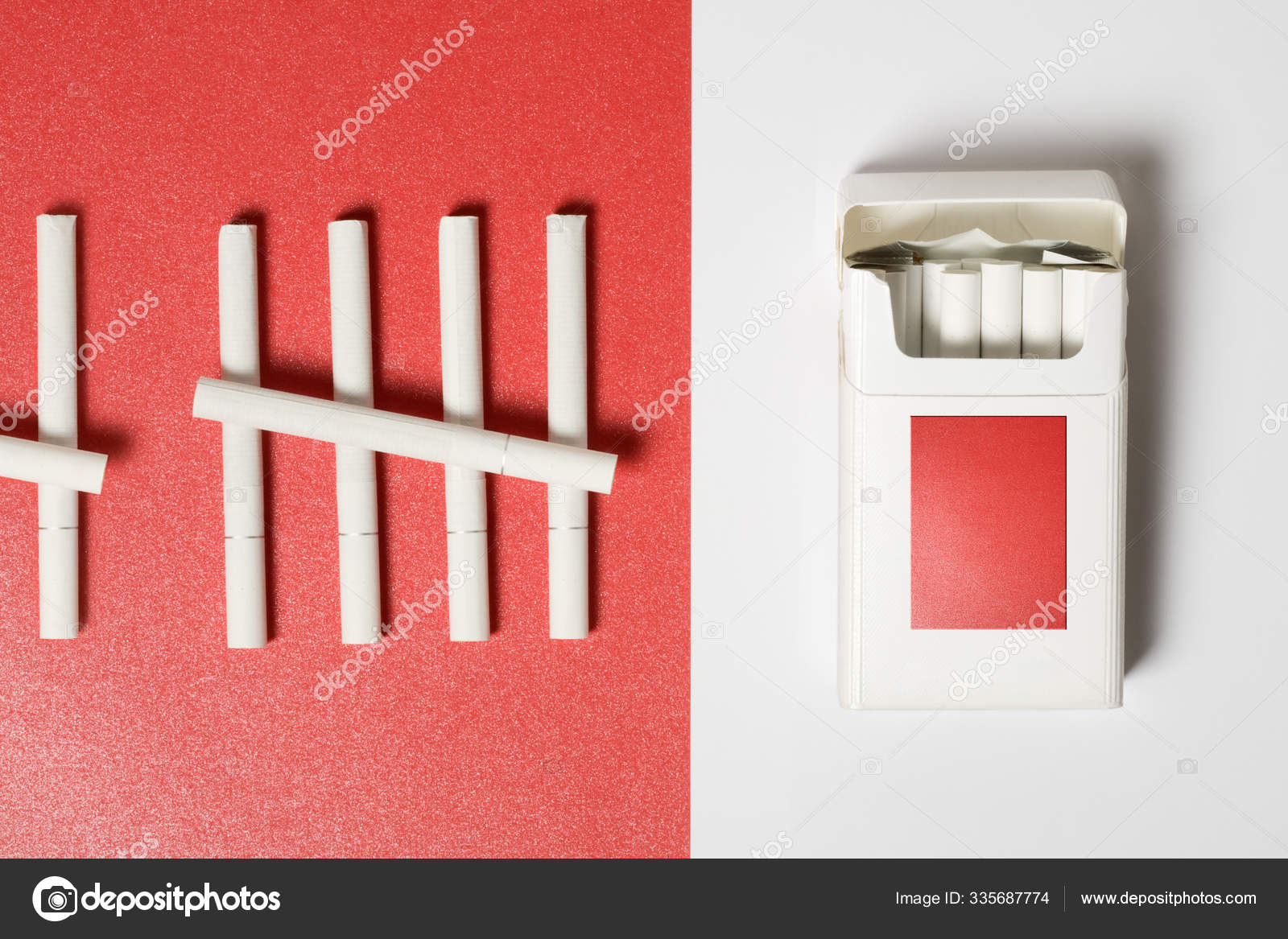 Top View Cigarettes Form Cigarette White Background Stock Photo by ...