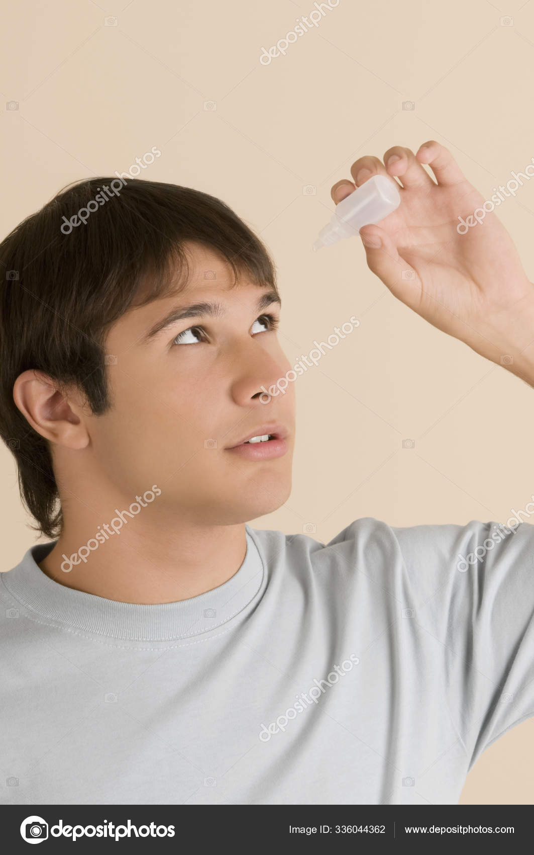 Close Young Man Putting Eye Drops His Eyes — Stock Photo ...