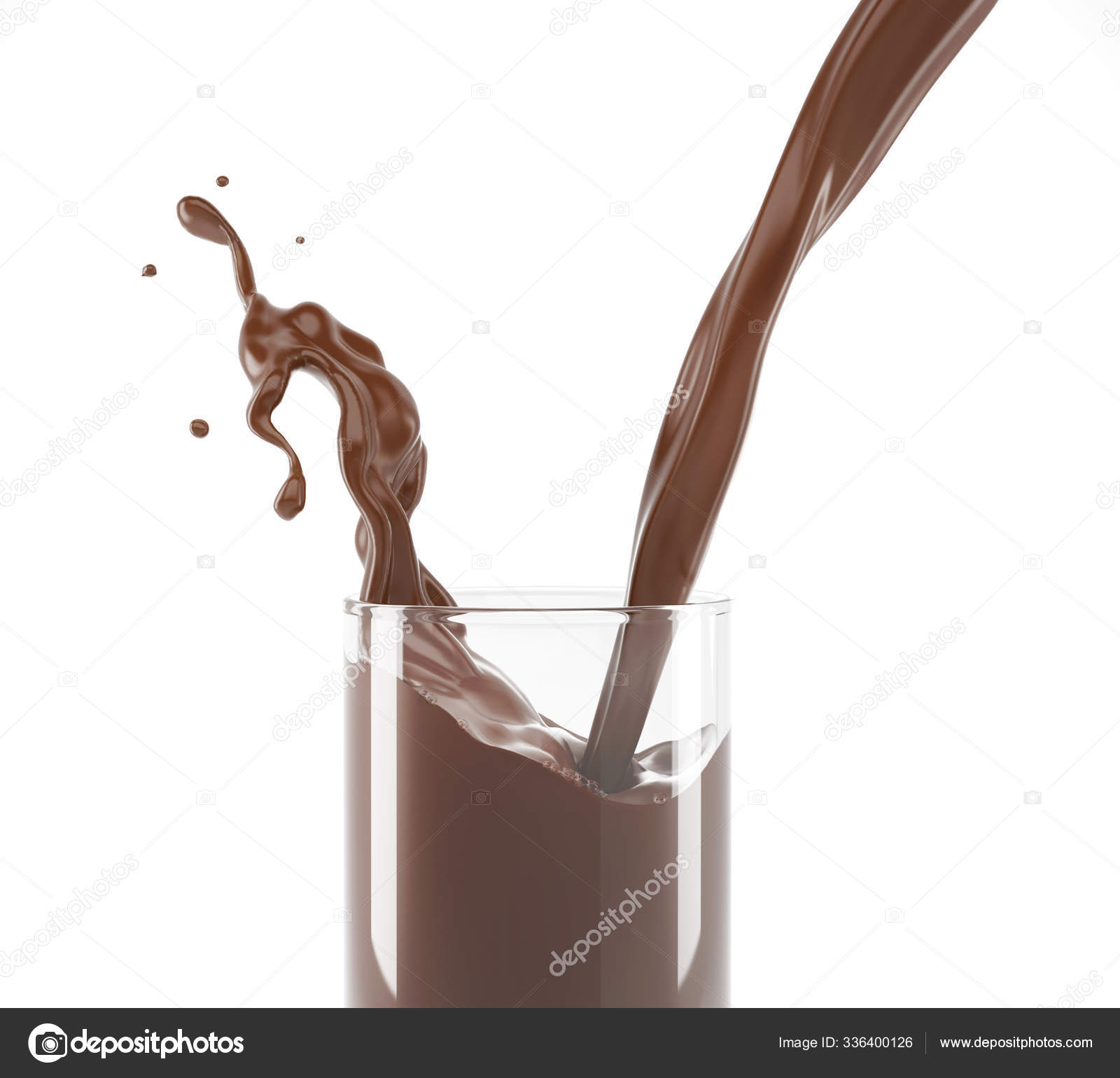 Menuang Cokelat Cair Dalam Gelas Dengan Percikan Tutup Tampilan Samping ...