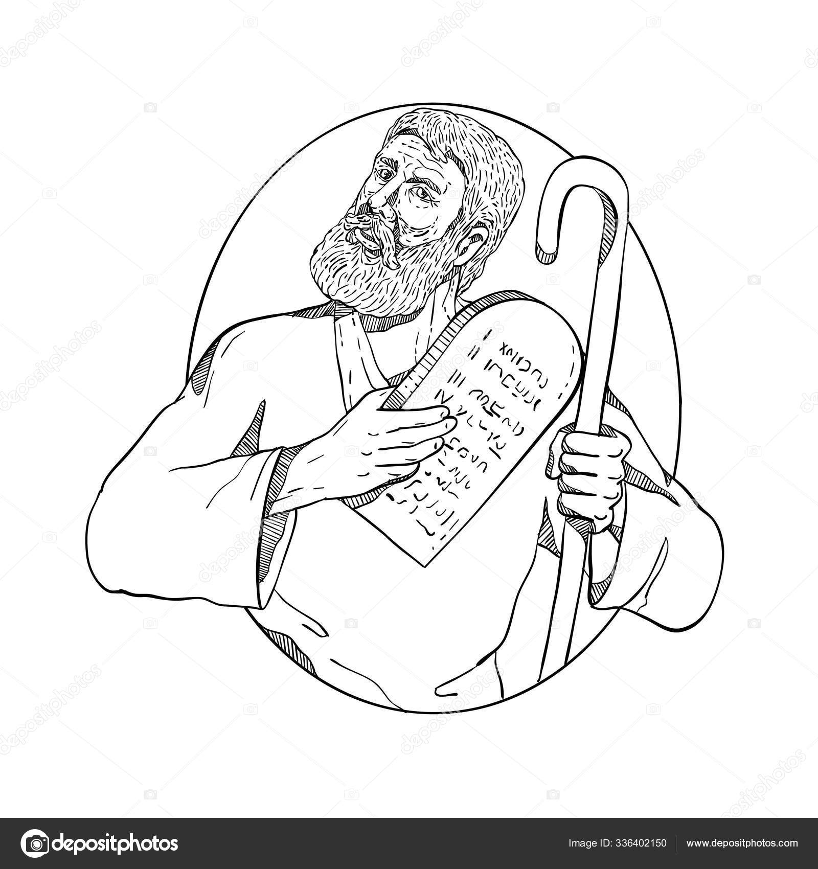 Drawing Sketch Style Illustration Moses Prophet Abrahamic Religions ...