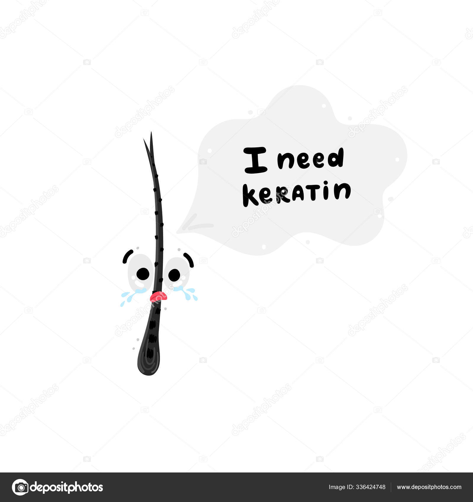 Hand Drawn Cute Cartoon Hair Sadly Requests Keratin Because Has Stock ...