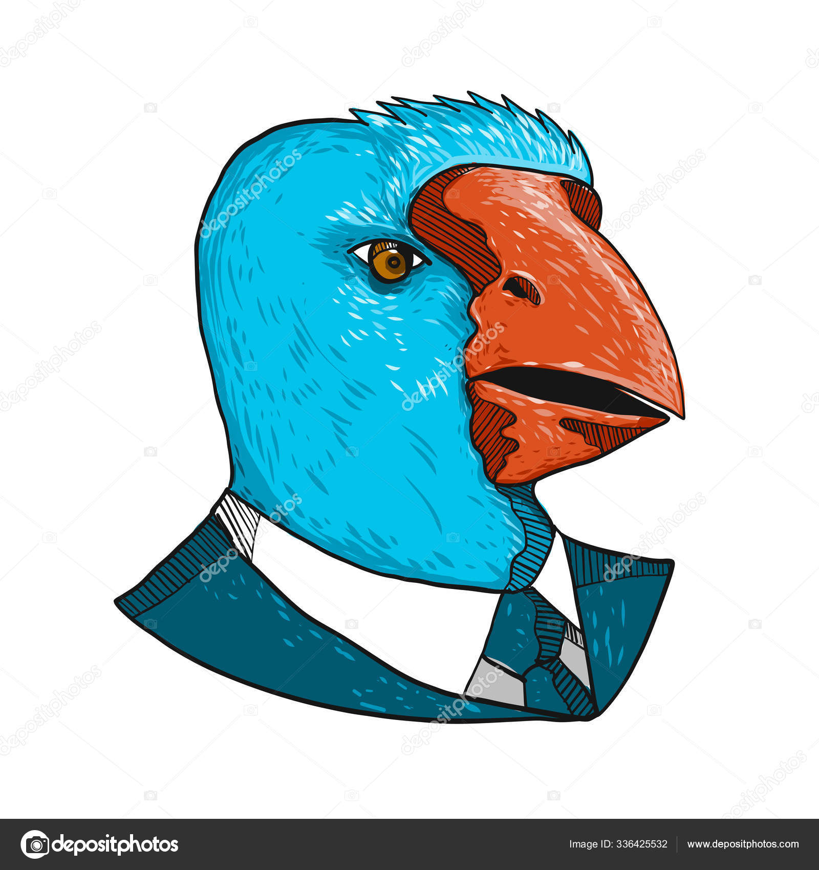 Dibujo Ilustración Estilo Bosquejo Cabeza Una Takahe Takahe Isla Sur ...