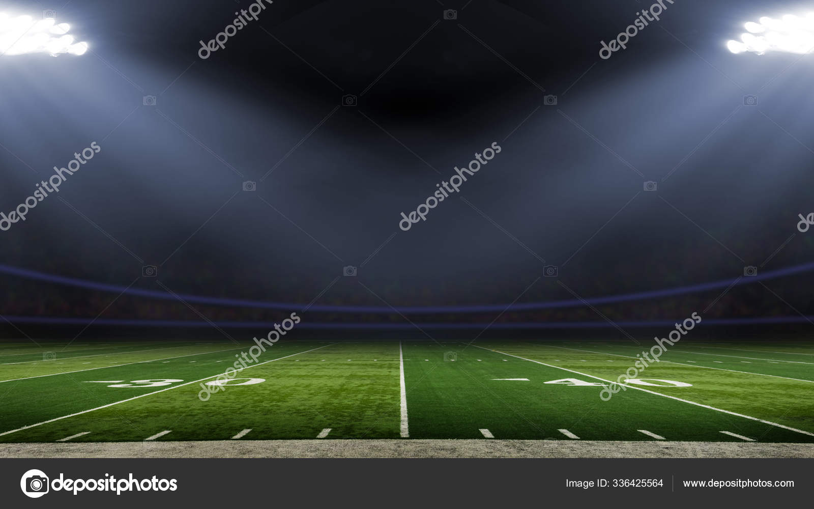 American Football Stadium Low Angle Field View — Stock Photo ...
