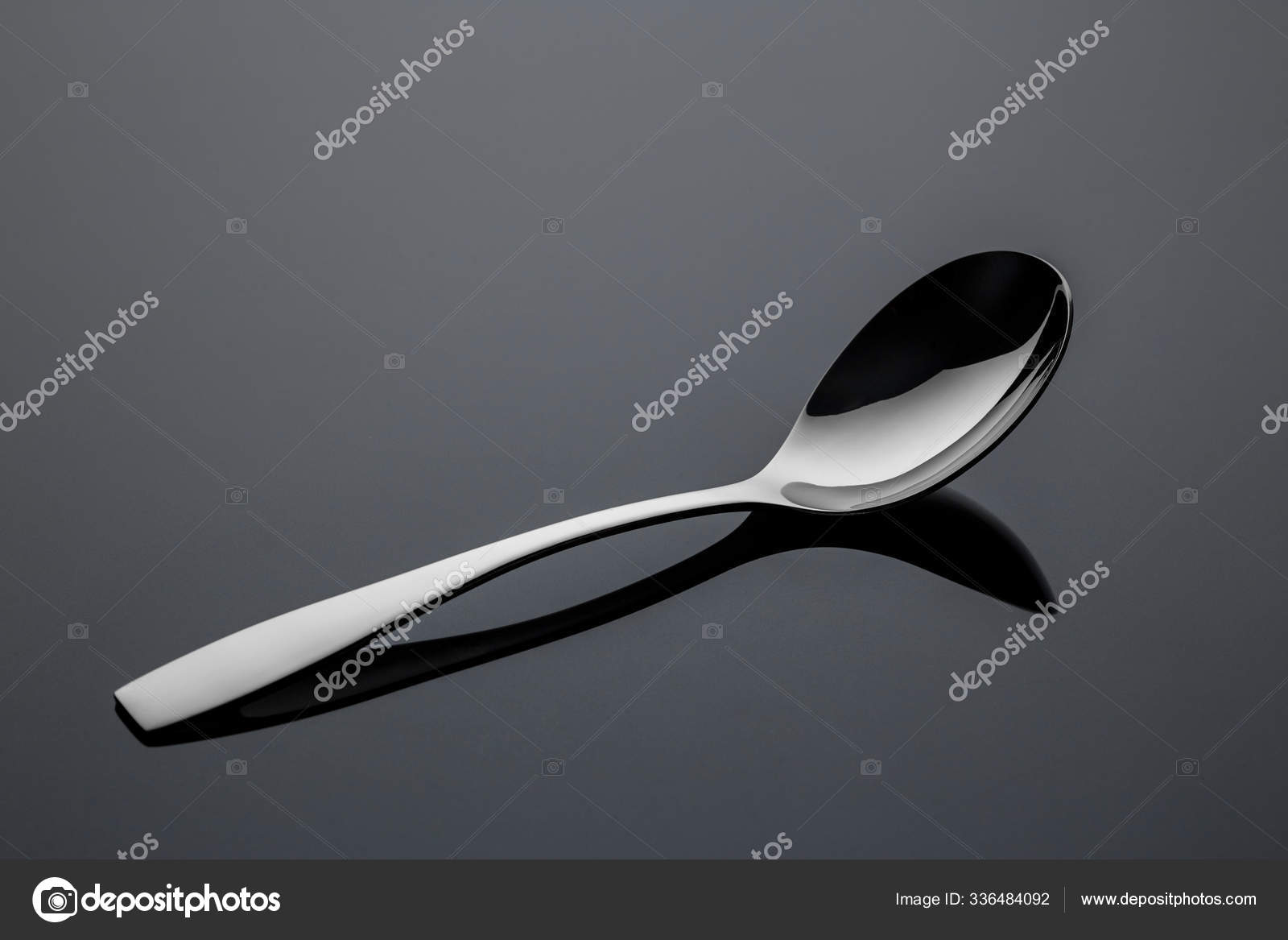 Stainless Steel Metal Spoon Reflective Surface — Stock Photo ...