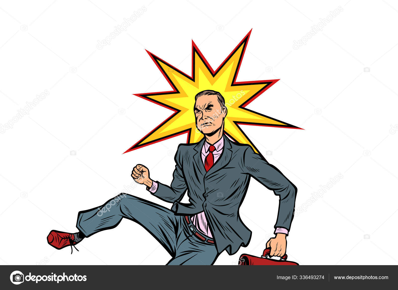 Businessman Hit Head Pop Art Retro Vector Illustration Vintage Kitsch ...
