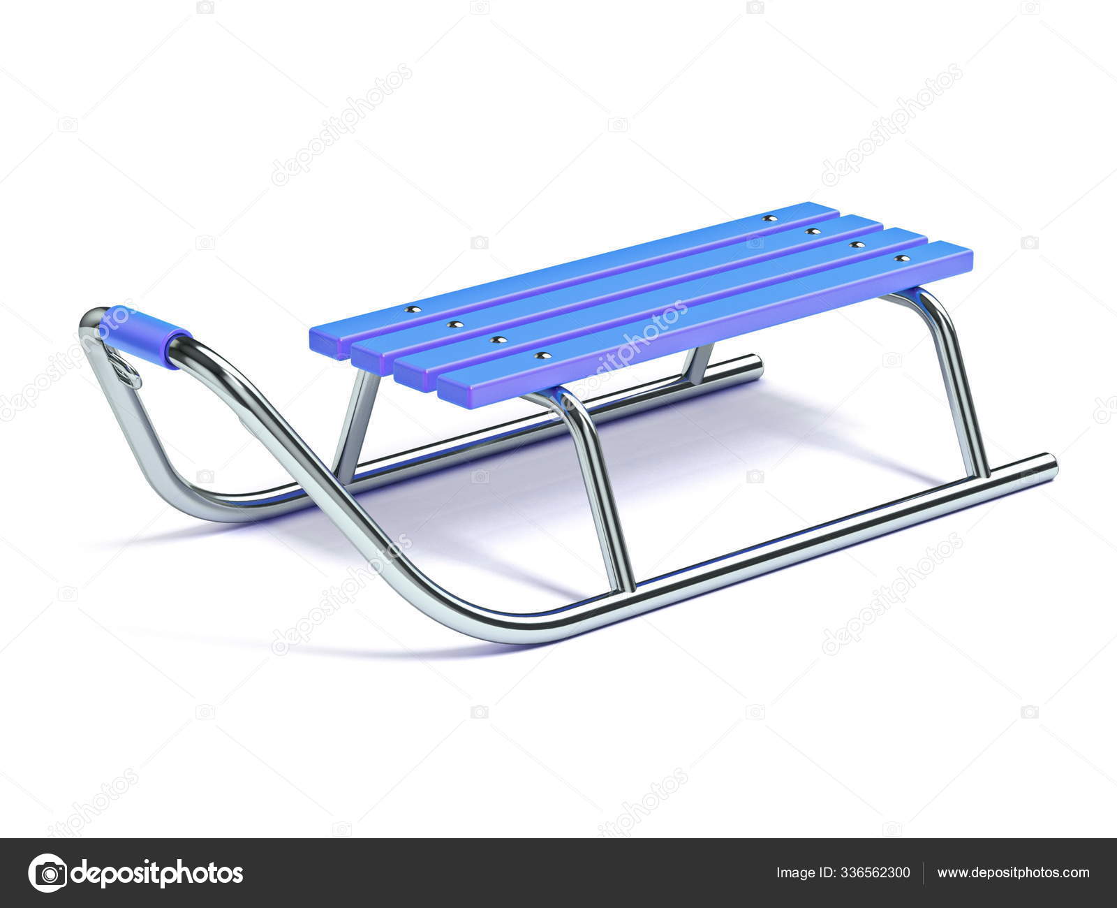 Wooden Metal Sledge Render Illustration Isolated White Background ...