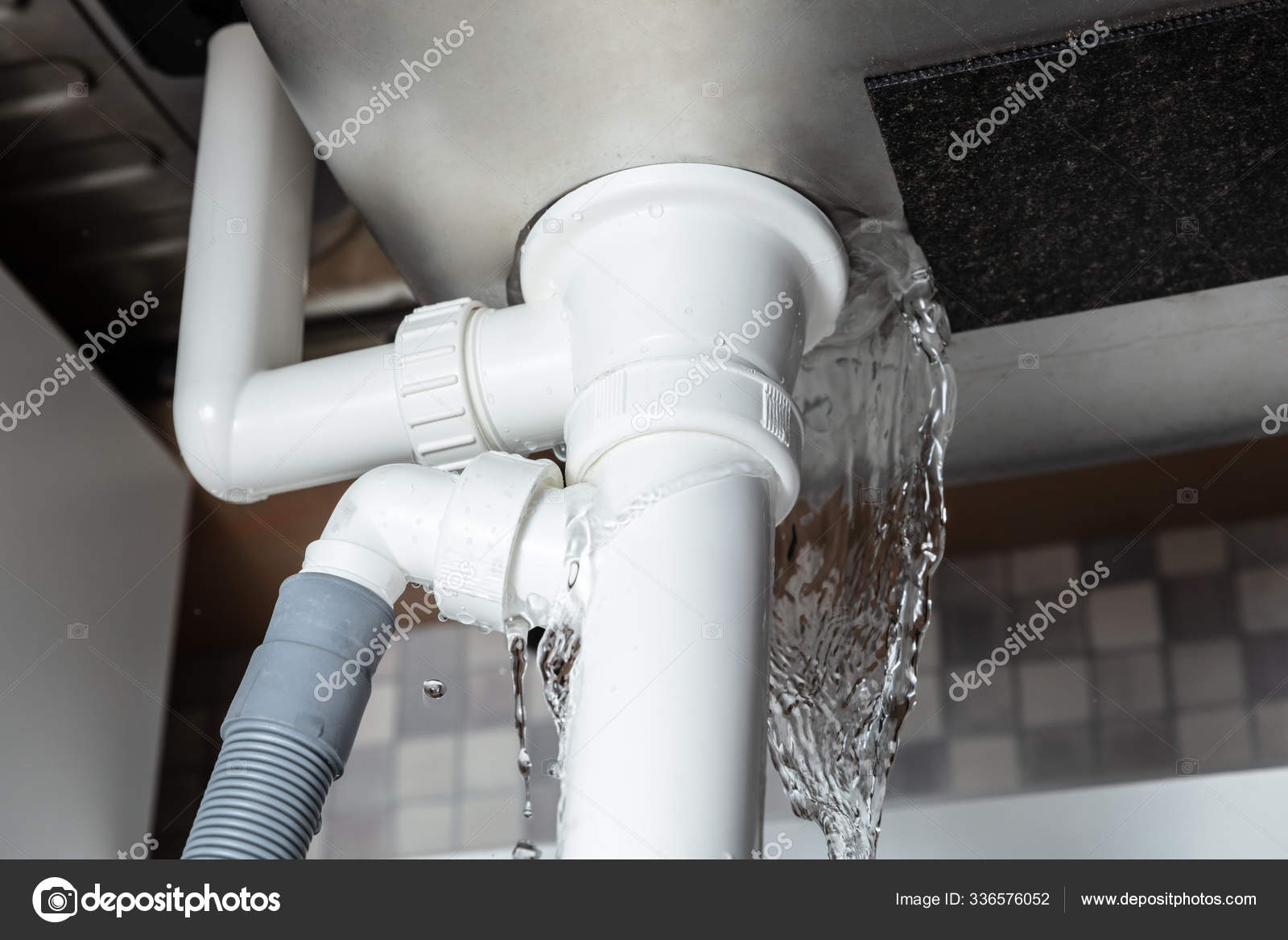 Close Water Leaking White Sink Pipe — Stock Photo © PantherMediaSeller ...