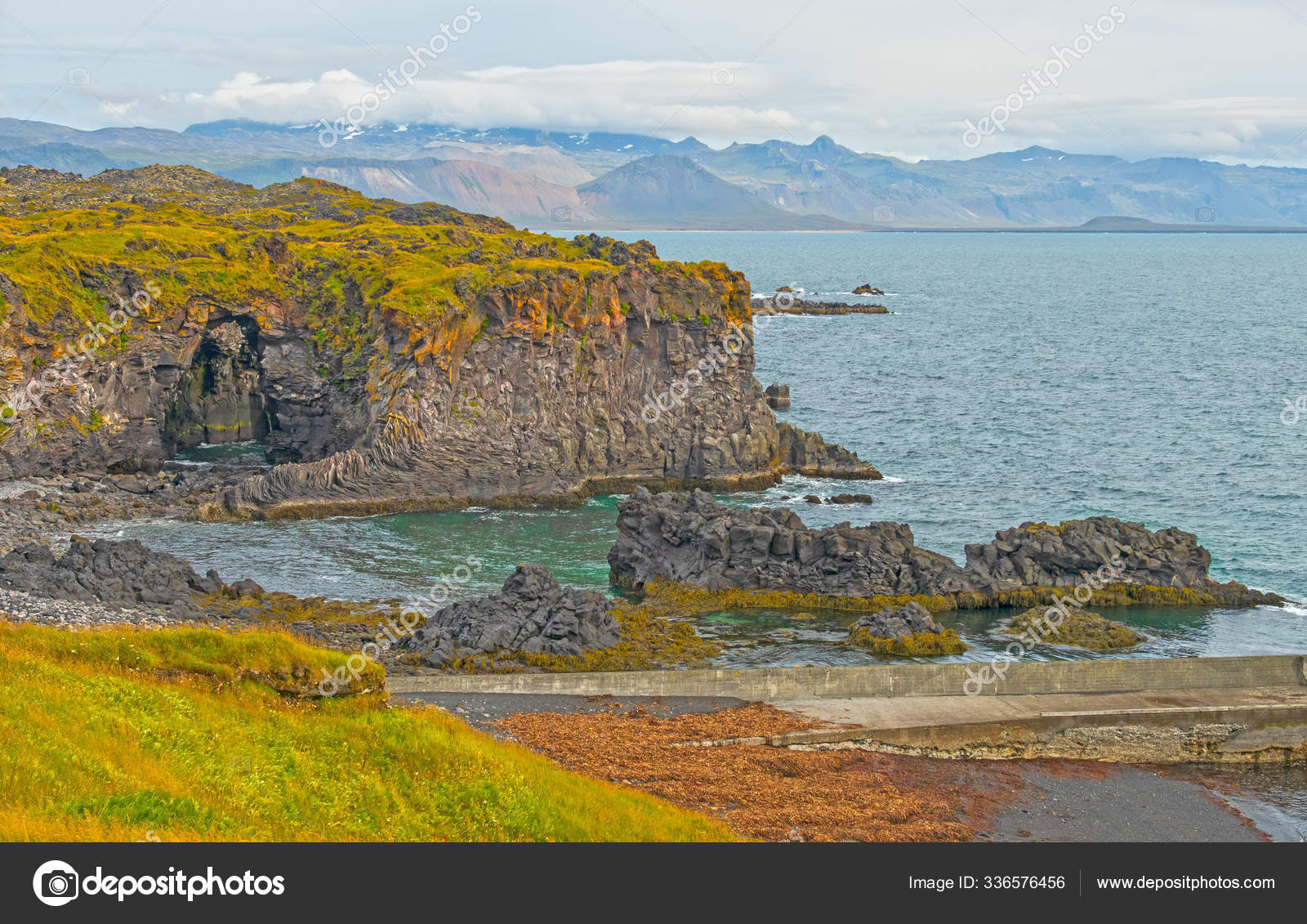 Coastal Panorama Rugged Coast Hellnar Iceland Stock Photo by ...