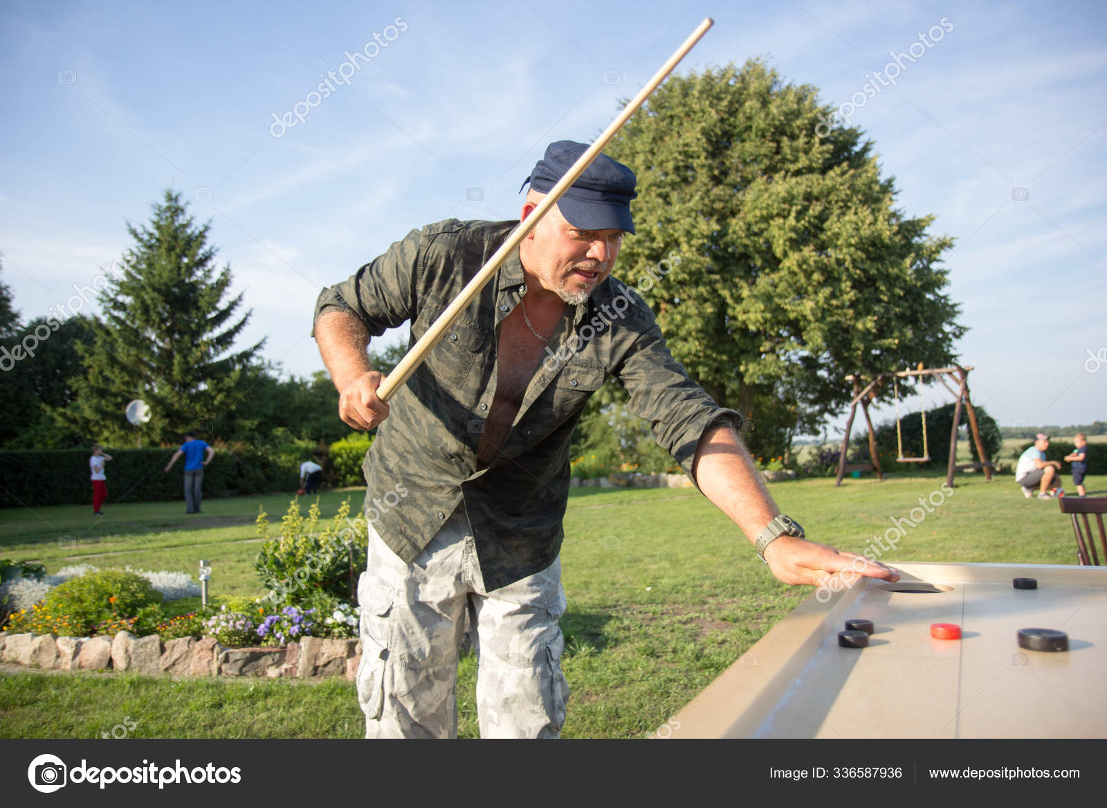 Man Playing Novuss Outdoors Novuss National Sport Latvia Similar Pocket ...