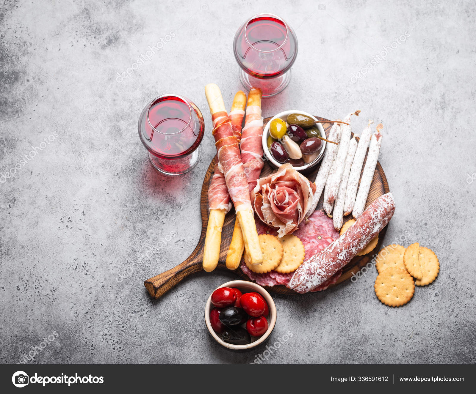 Variety Cold Meat Cuts Appetizers Red Wine Prosciutto Jamon Salami ...