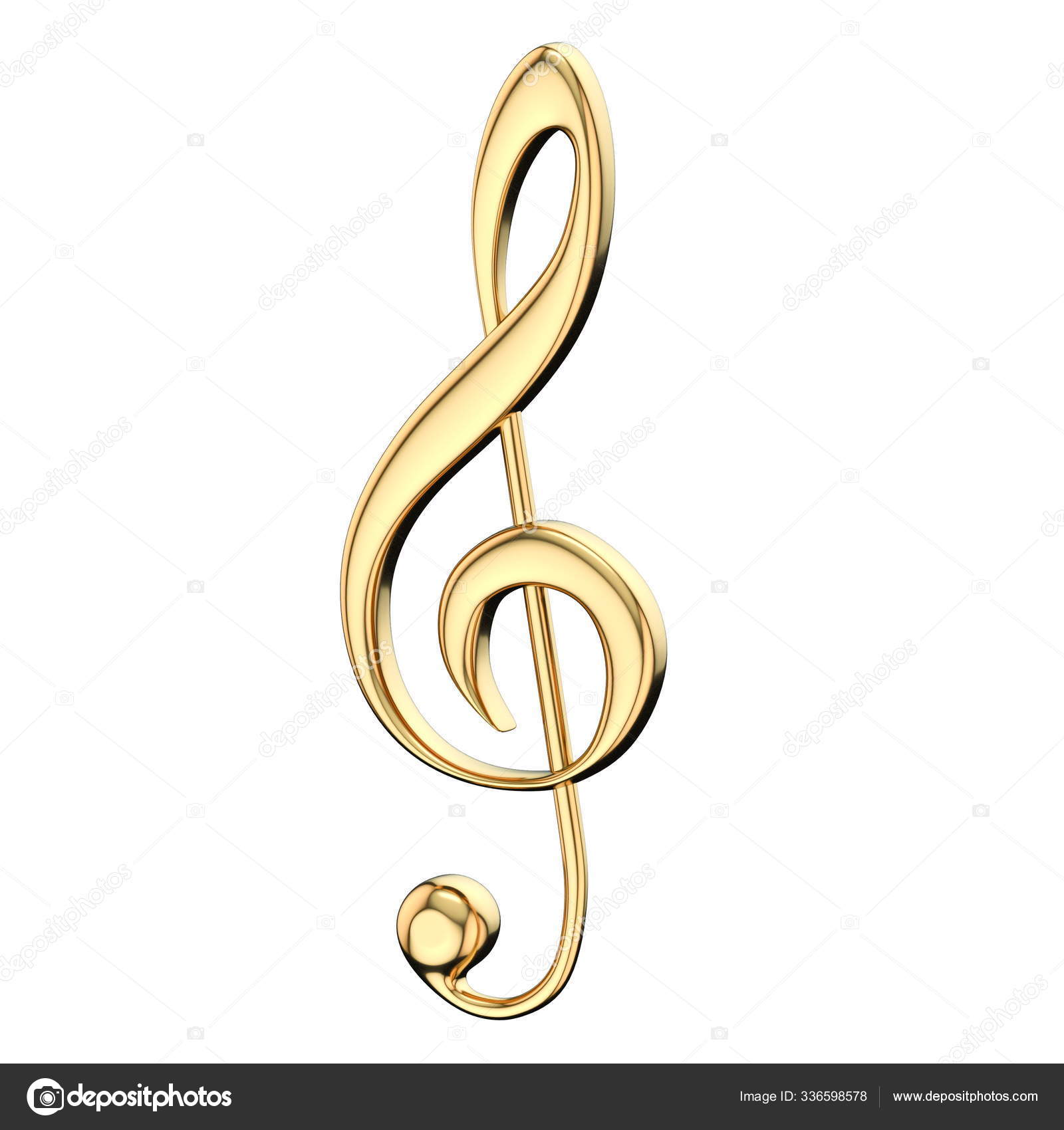 Golden Treble Clef Rendering Illustration Isolated White Background ...