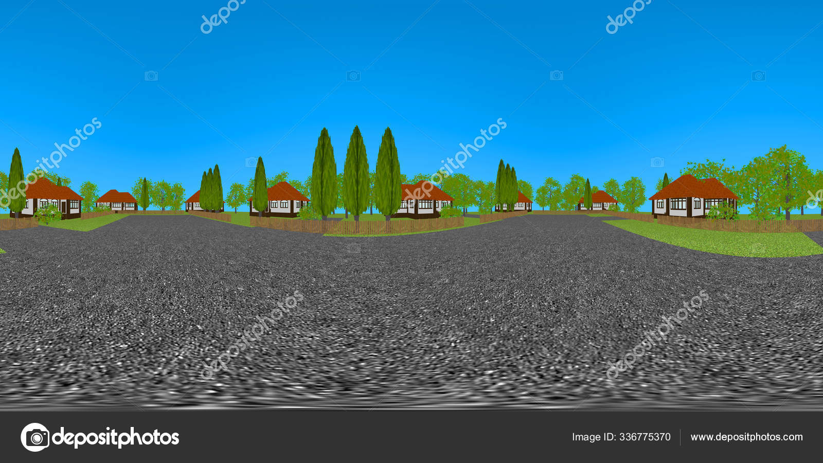 Hdri Map Village Abstract Simple Houses Illustration — Stock Photo ...
