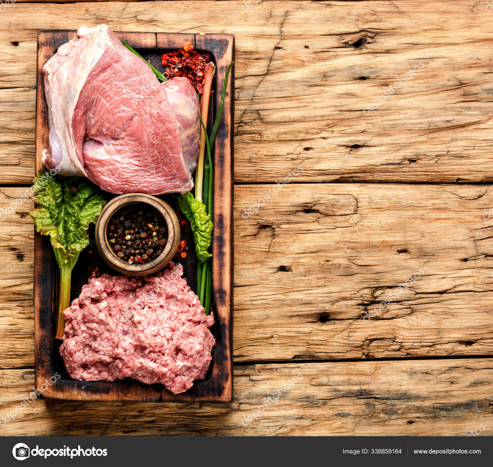 Fresh Raw Minced Beef Ground Beef Wood Background Stock Photo by ...