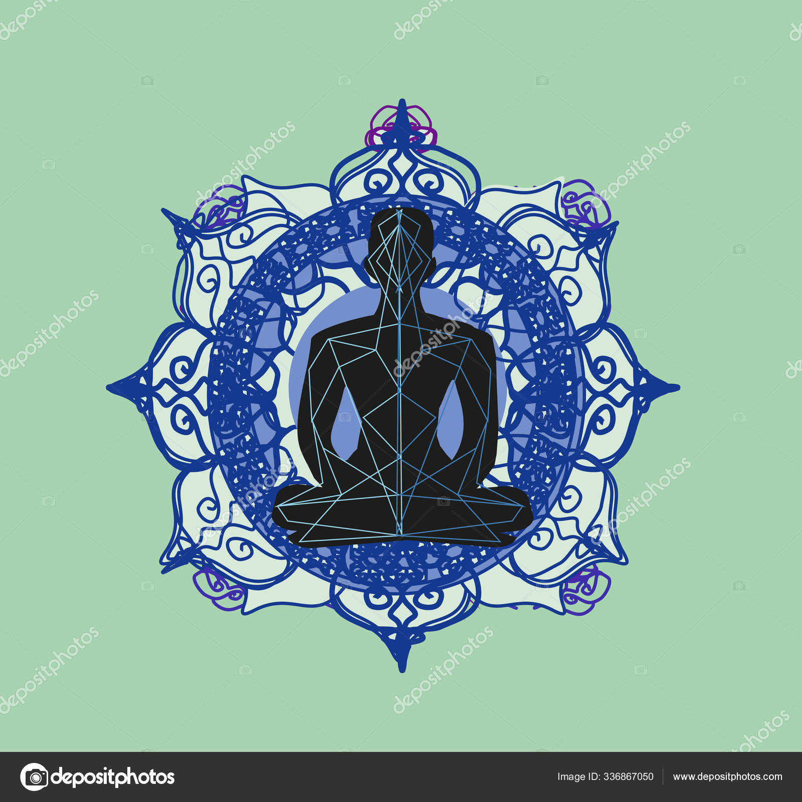 Man Silhouette Meditate Yoga Card — Stock Photo © PantherMediaSeller ...