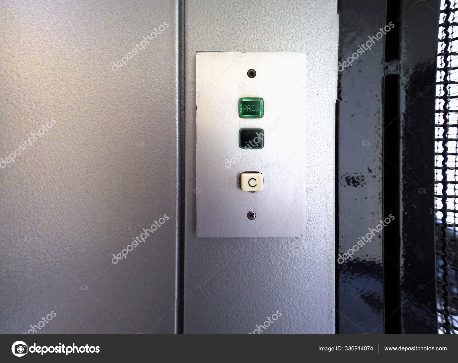 Vintage Lift Keypad Call Button Present Light Stock Photo by ...