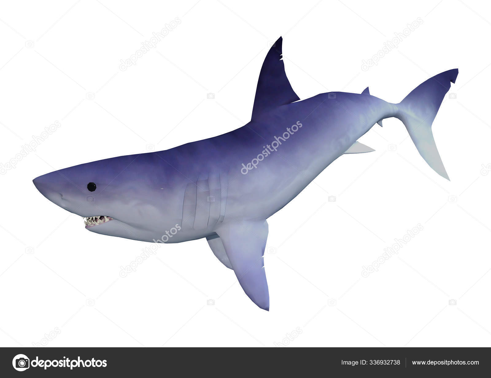 Rendering Shark Isolated White Background Stock Photo by ...